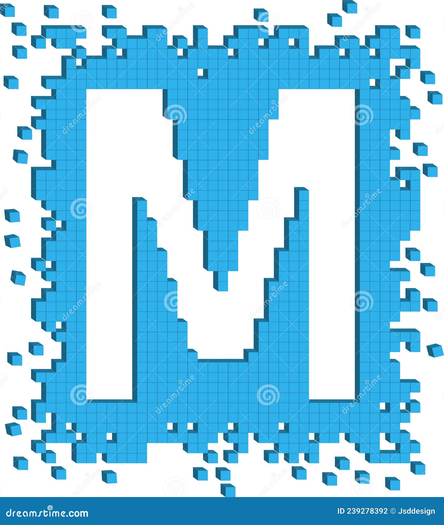 Vector M Alphabet Sign Shaped with Blue Color Three Dimensional Cubes ...