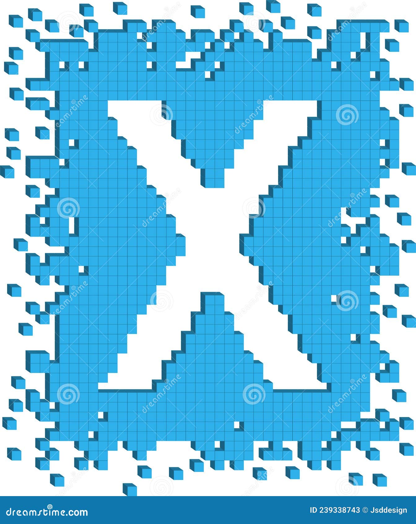 Vector Shaped X Symbol of Small Scattered Blue Cubes Stock Vector ...