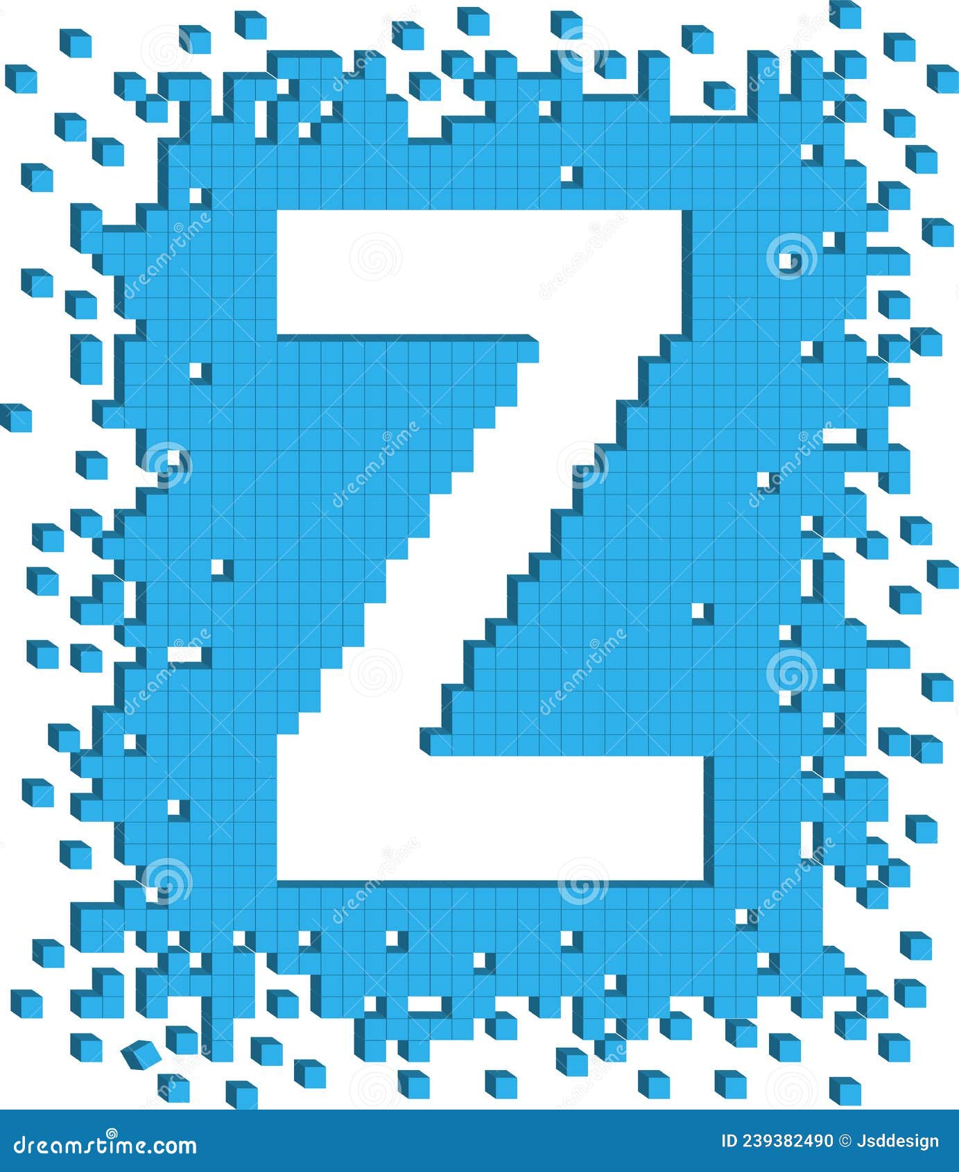 Vector Illustration Letter Z with Small Three Dimensional Cubes Stock ...