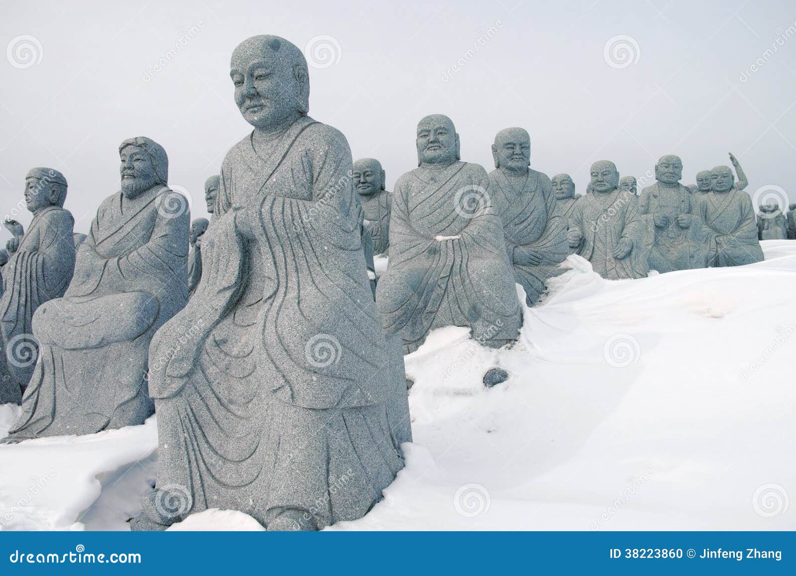 Arhat statues stock photo. Image of winter, snow, meditation - 38223860