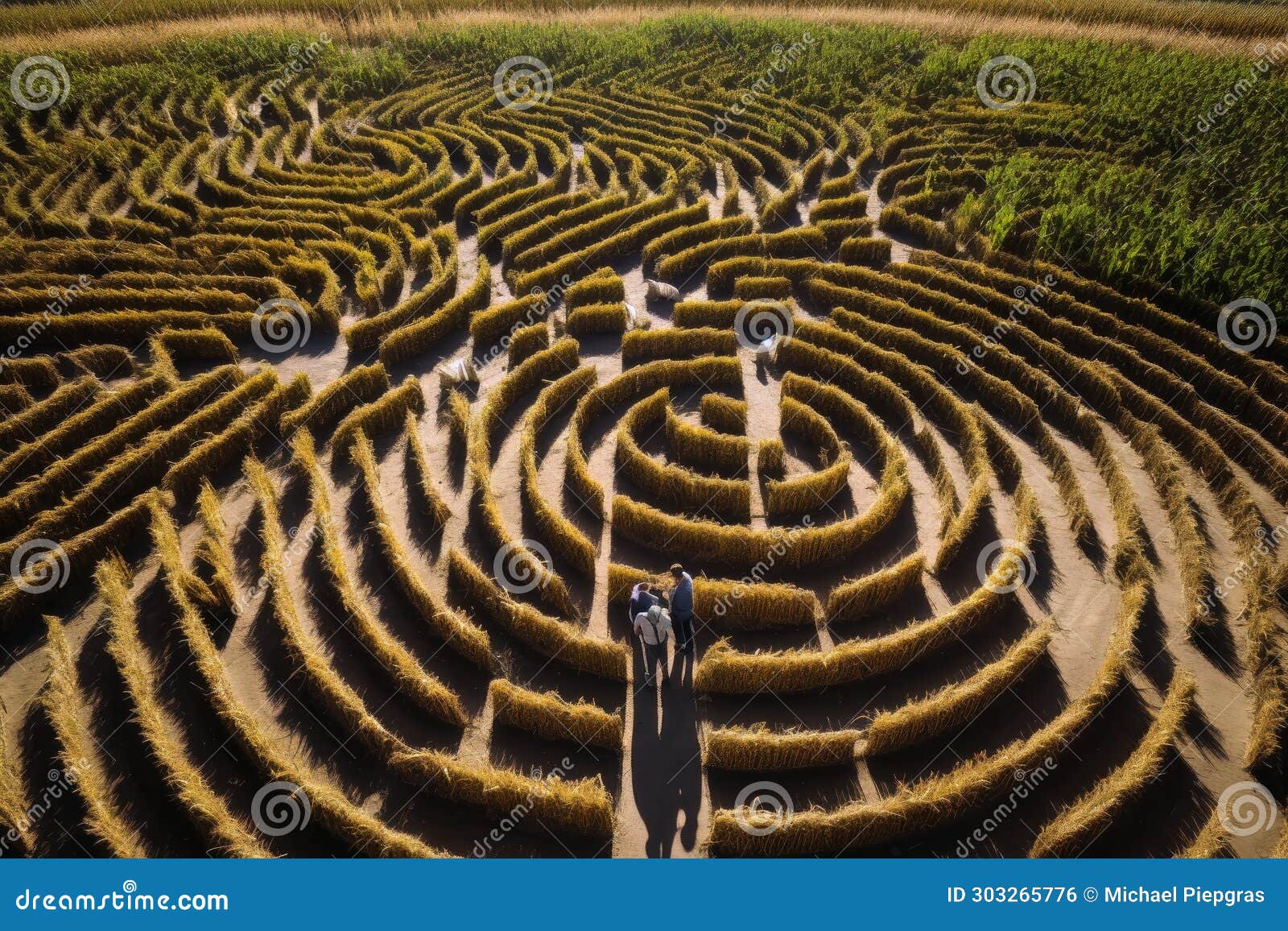 Arial View of a Big Maze in a Corn Field Stock Illustration ...