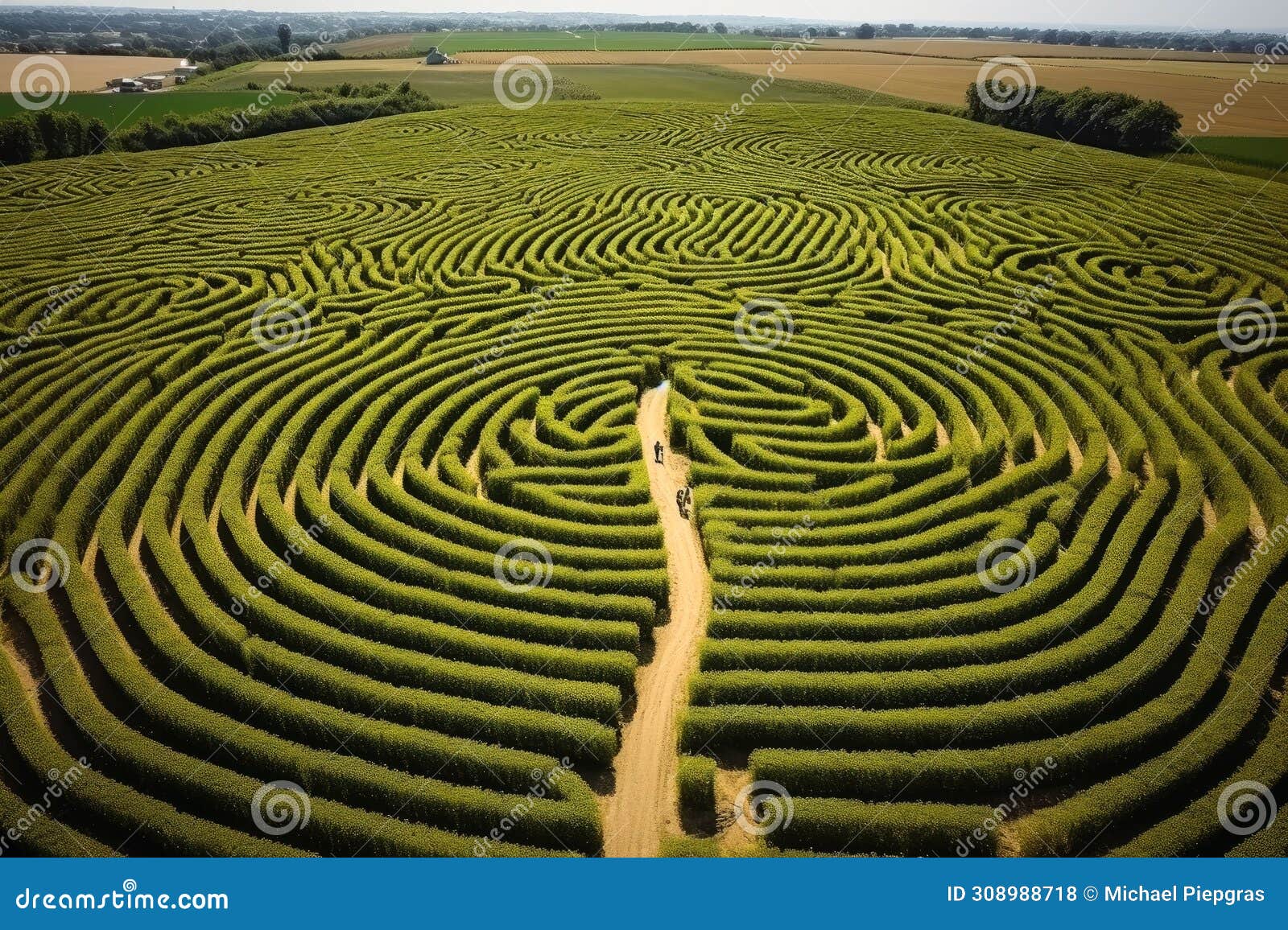 Arial View of a Big Maze in a Corn Field Stock Illustration ...