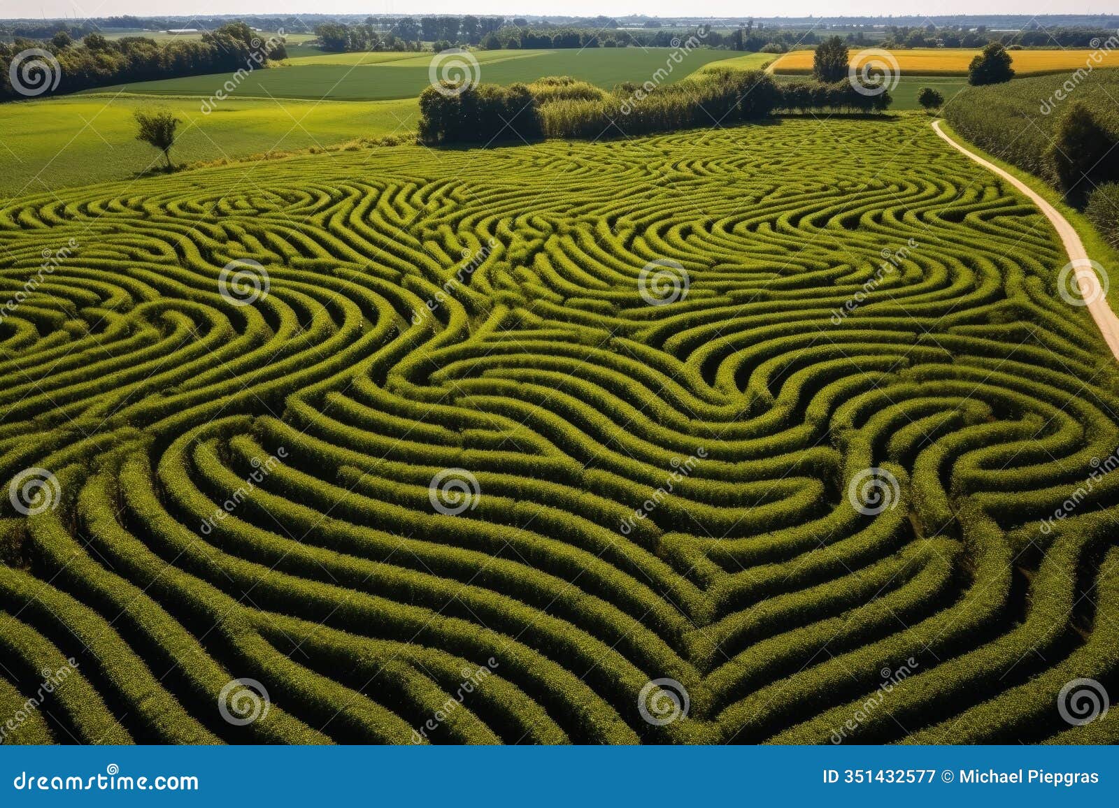 Arial View of a Big Maze in a Corn Field Stock Illustration ...