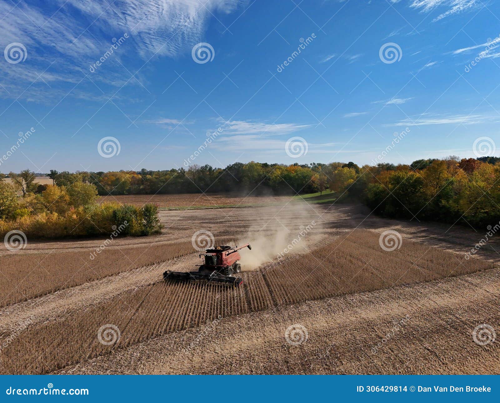 Arial View of a Combine Harvesting Soy Beans Stock Photo - Image of ...