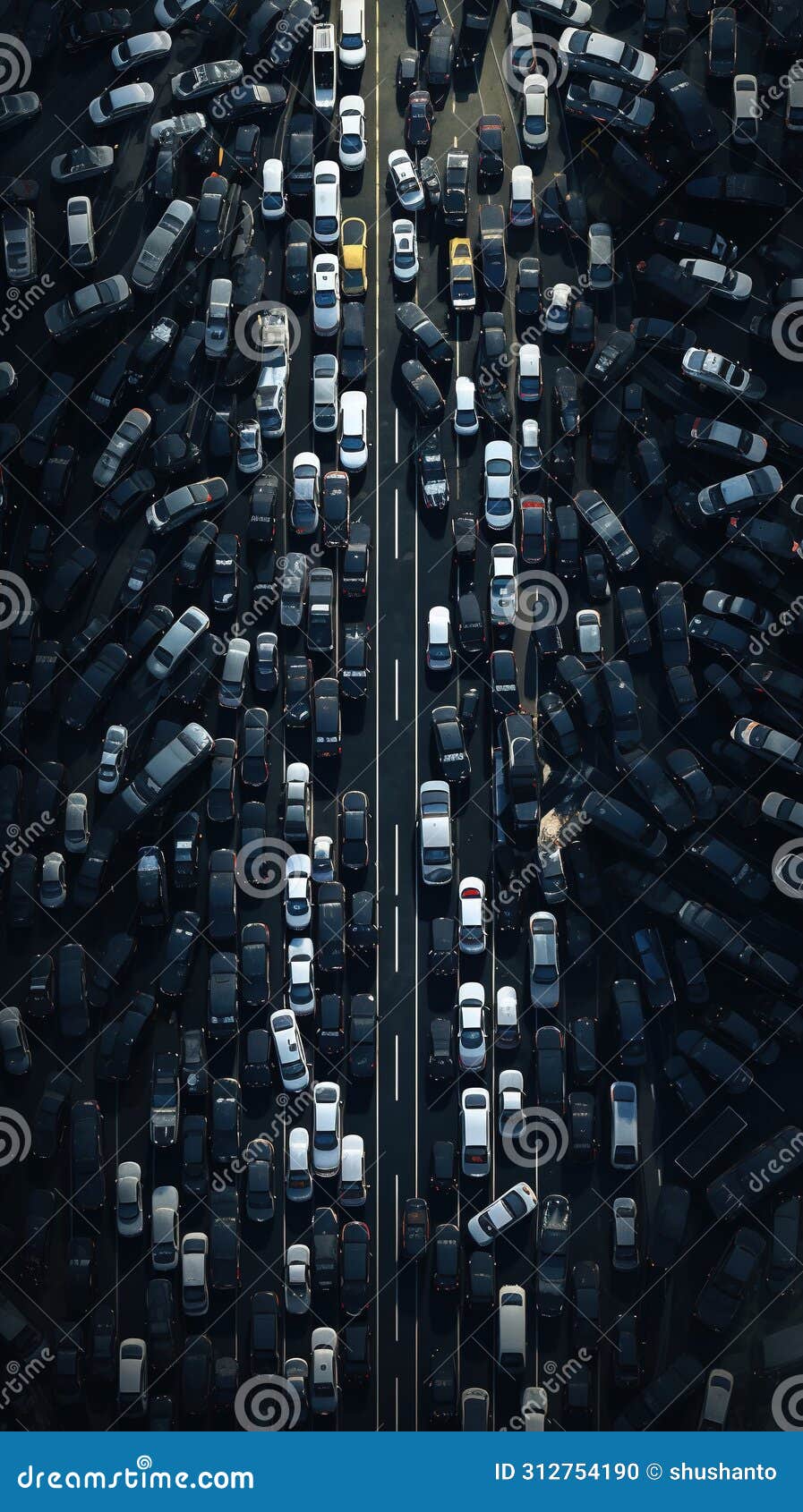 Arial View of the Crowded Traffic on the Highway Stock Illustration ...