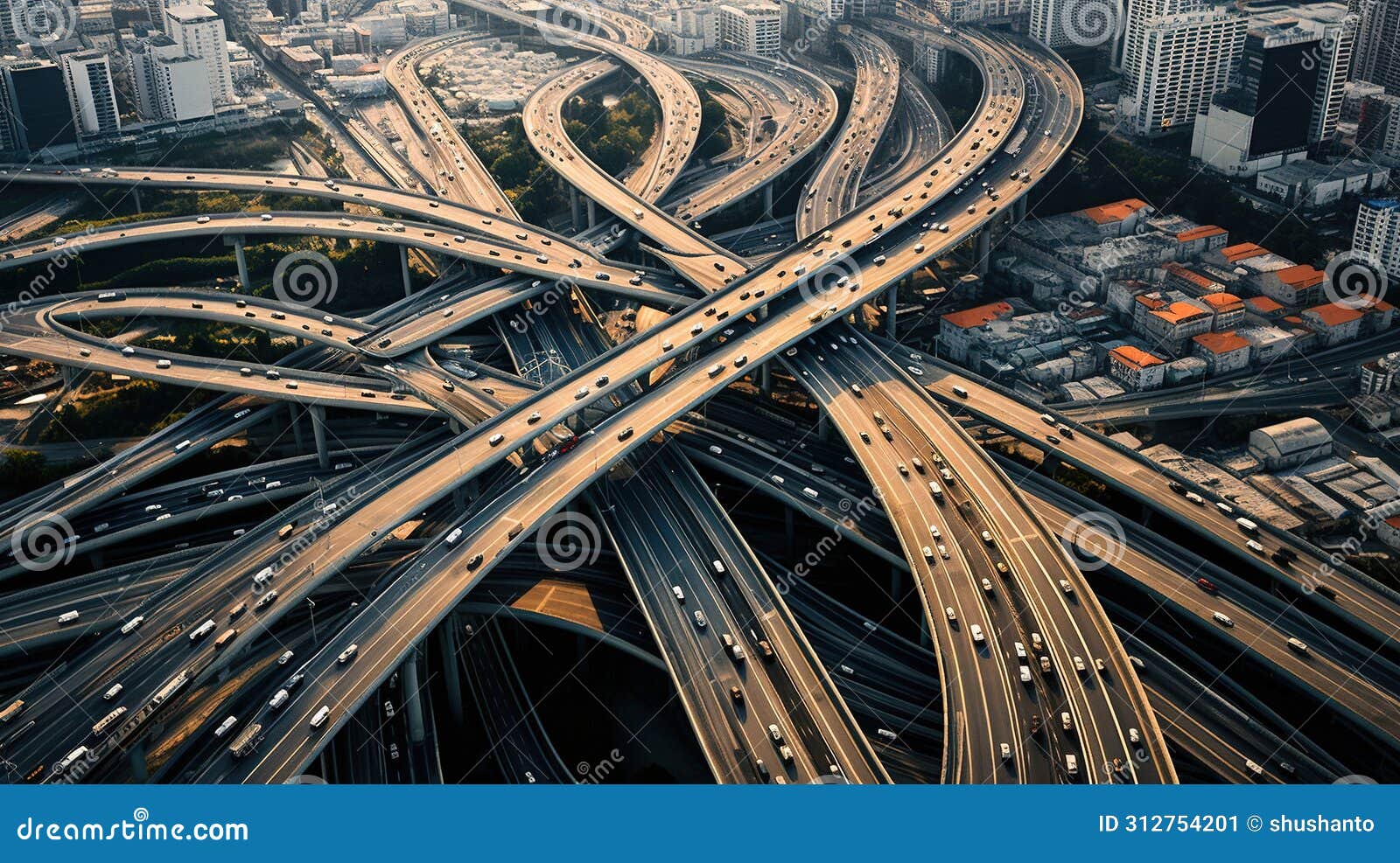 Arial View of the Crowded Traffic on the Highway Stock Illustration ...