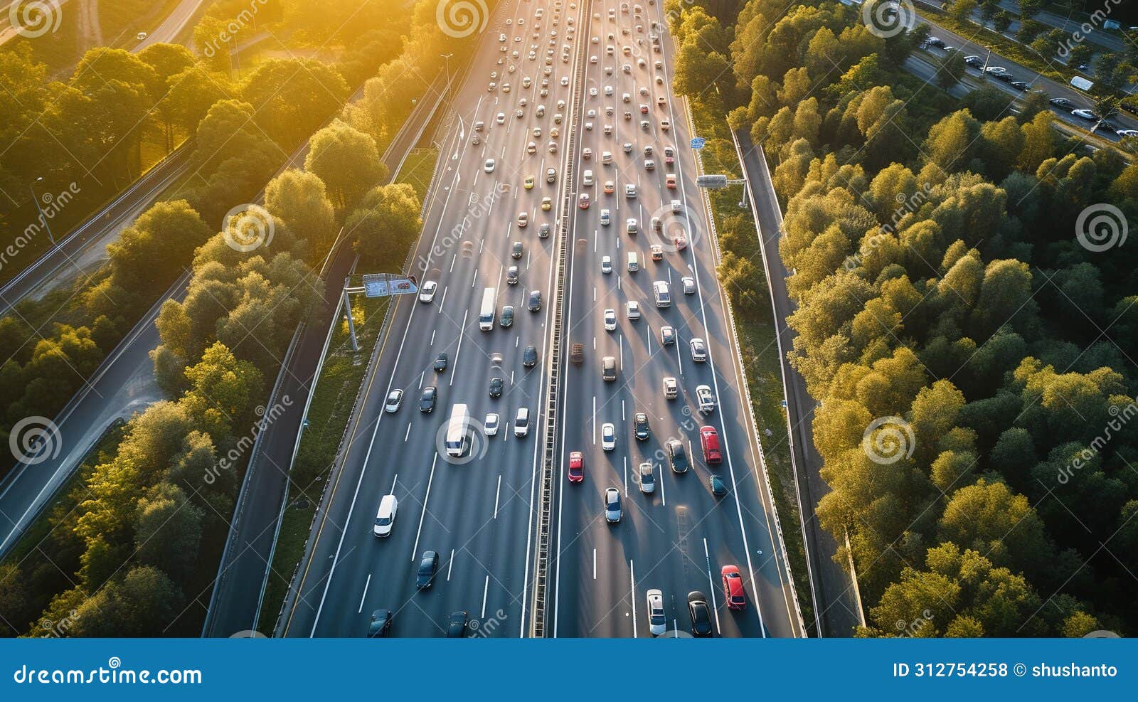 Arial View of the Crowded Traffic on the Highway Stock Illustration ...