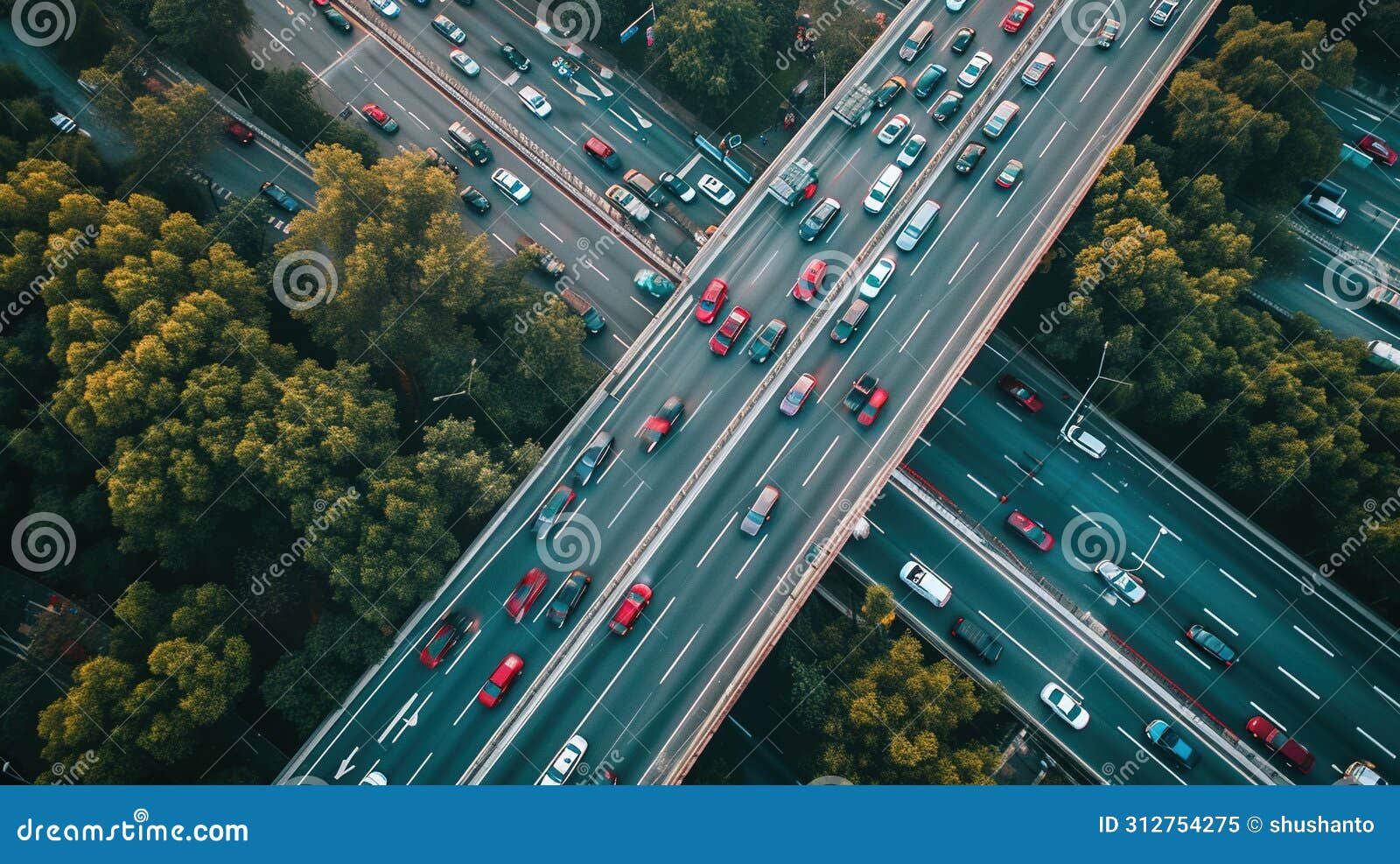 Arial View of the Crowded Traffic on the Highway Stock Illustration ...