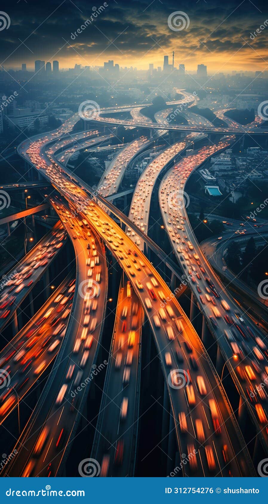 Arial View of the Crowded Traffic on the Highway Stock Illustration ...