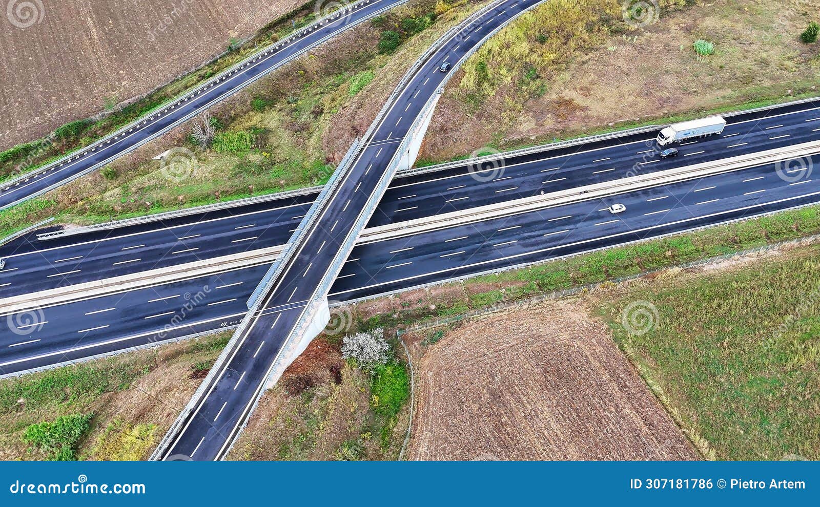 Arial View of Modern Transportation with Expressway Road Highway Top ...