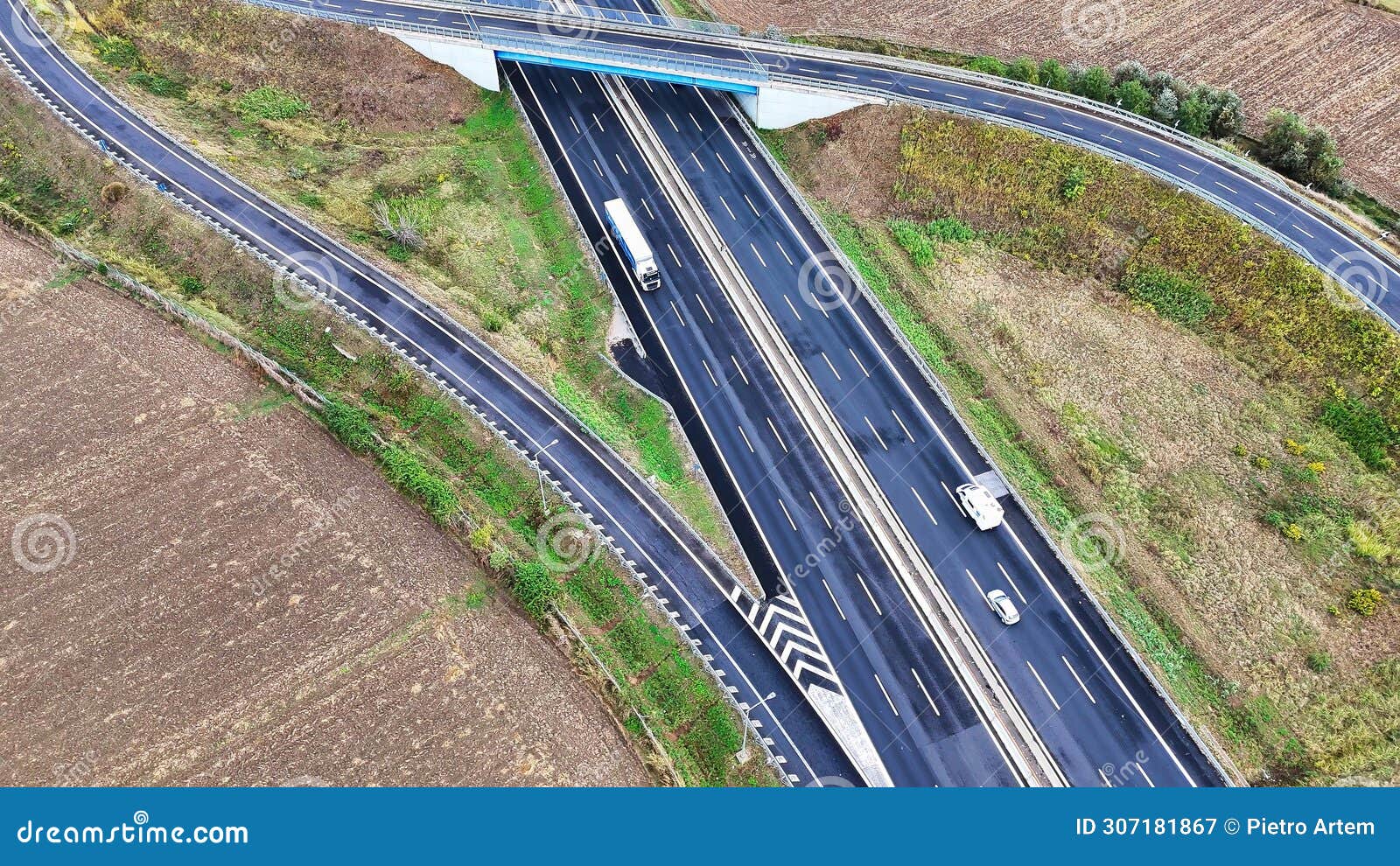 Arial View of Modern Transportation with Expressway Road Highway Top ...