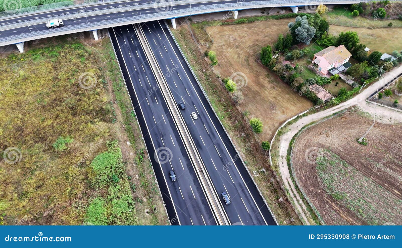 Arial View of Modern Transportation with Expressway Road Highway Top ...
