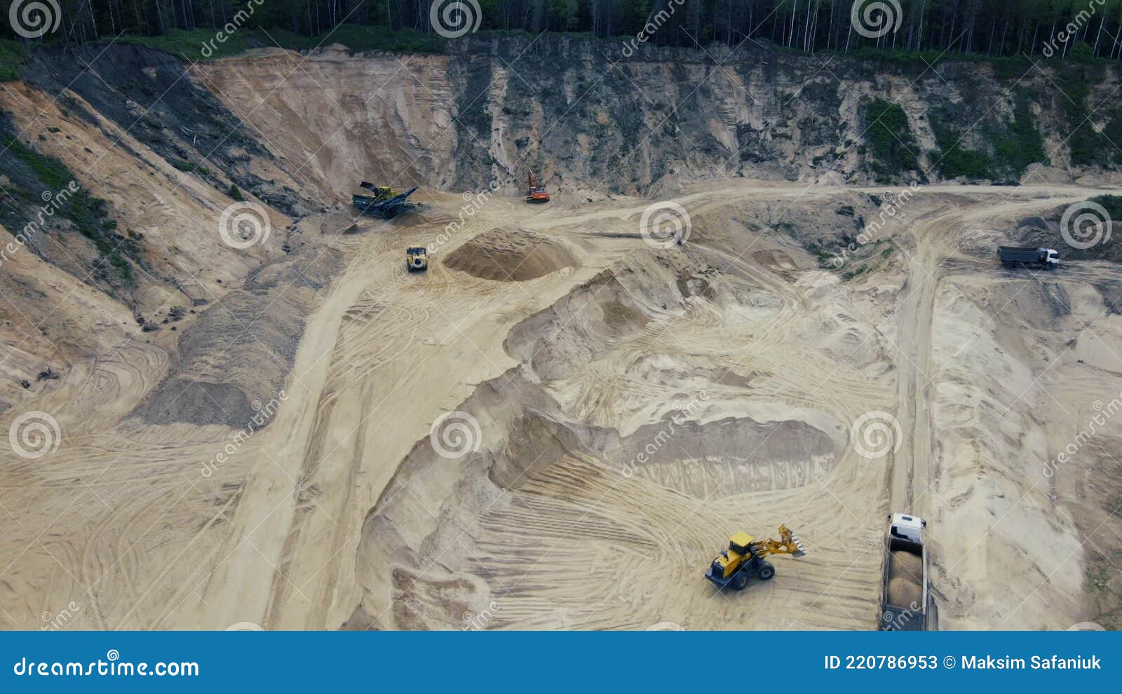 Arial View of the Opencast Mine. Front End Loader Loading Sand into ...