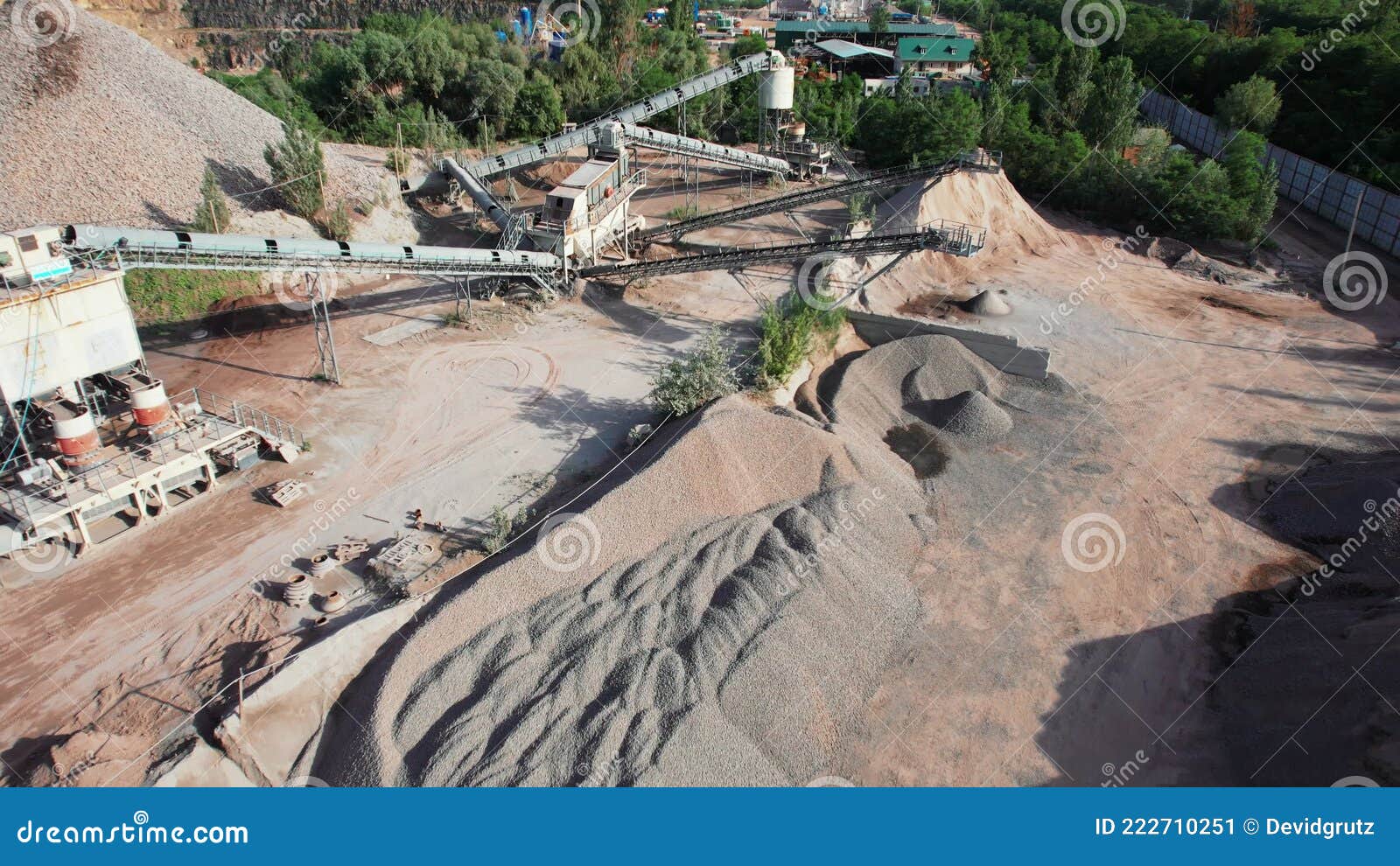 Arial View of the Sand Making Plant in Open-pit Mining. Drone Flies ...