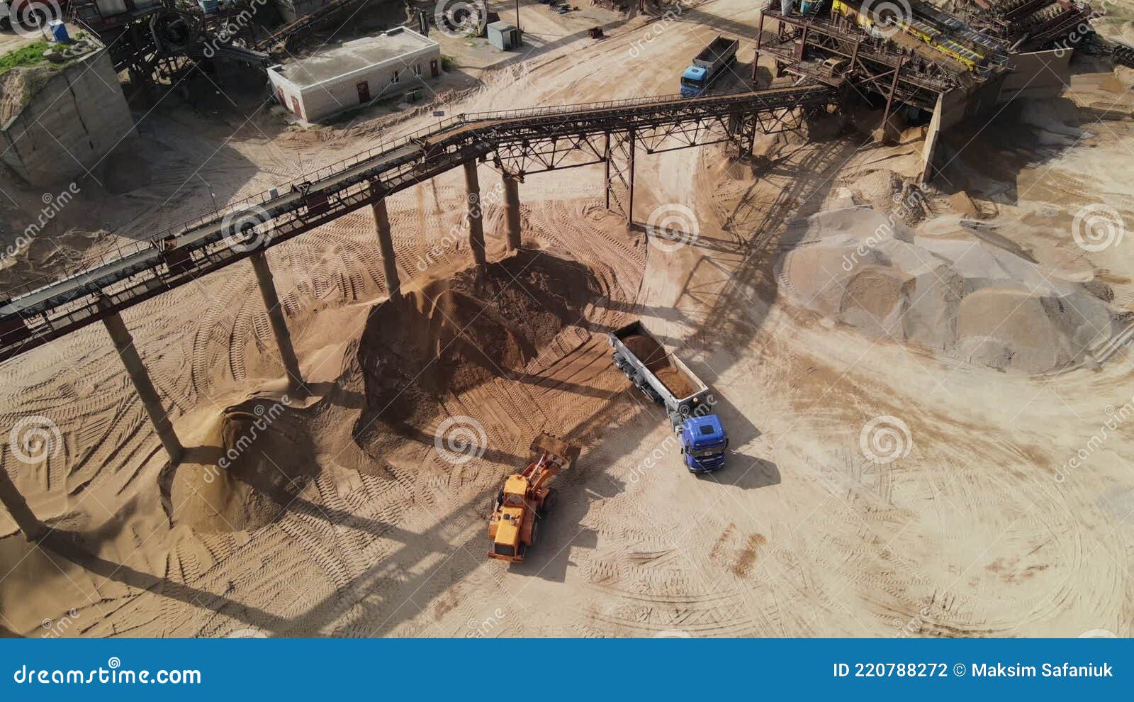 Arial View of the Sand Making Plant in Open-pit Mining. Wheel Loader ...