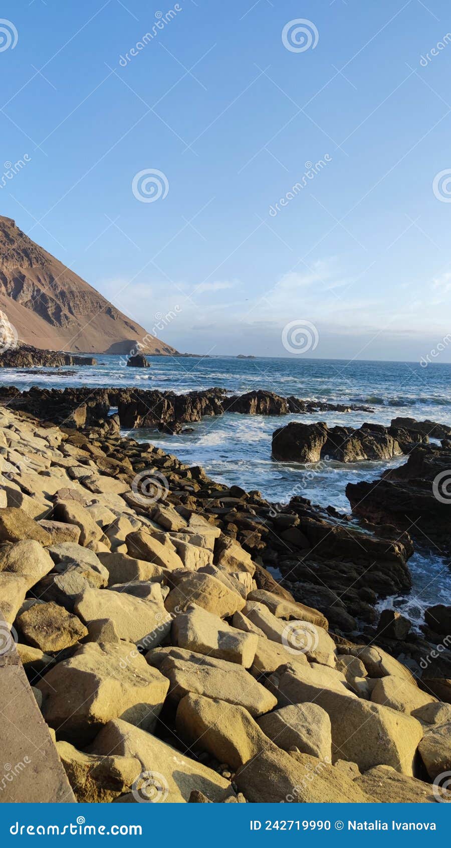 Arica Chile Coast Pacific Ocean Stones Sunset Waves Stock Photo - Image ...