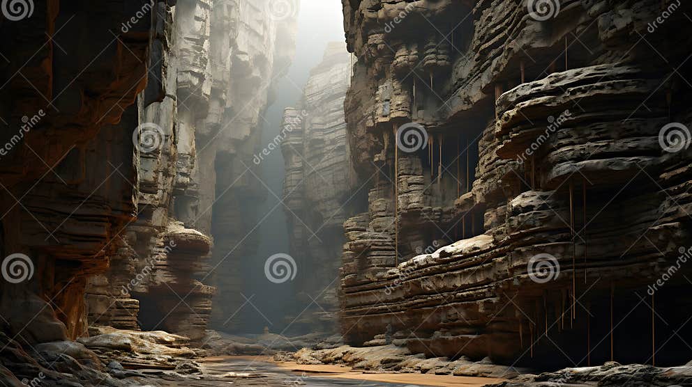 An Arid Canyon Landscape, Carved by Time and Elements, Stands As a ... An Arid Canyon Landscape, Carved by Time and Elements, Stands As a ...