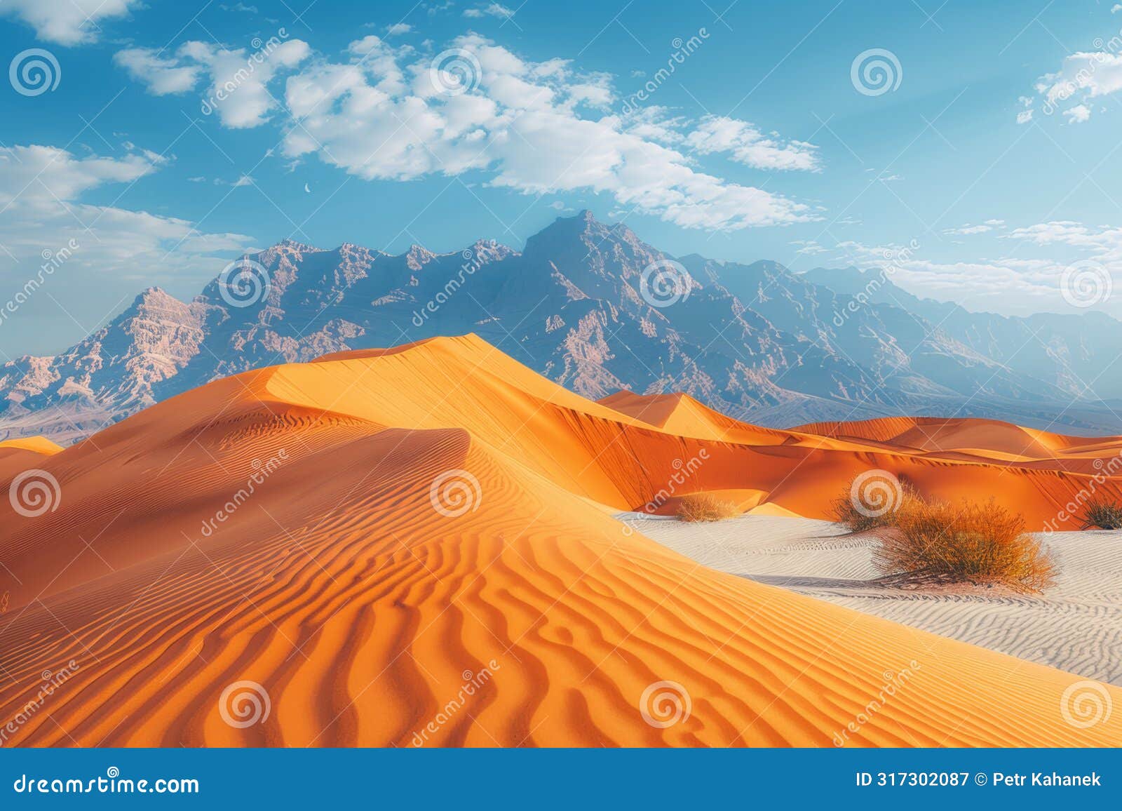 Arid Desert Landscape Featuring Large, Sprawling Sand Dunes Under a ...