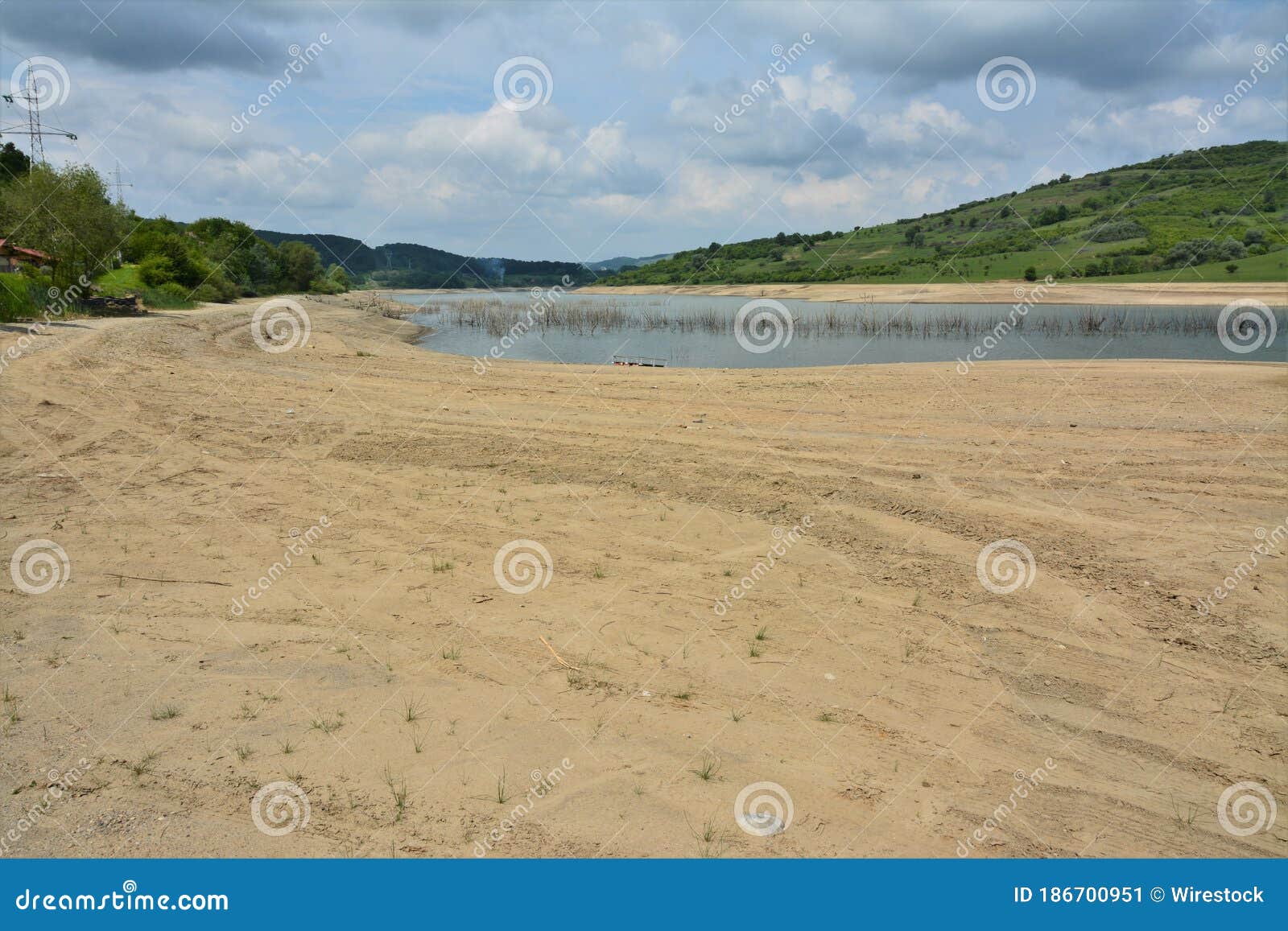 The shores of a dry lake stock image. Image of reservoir - 186700951