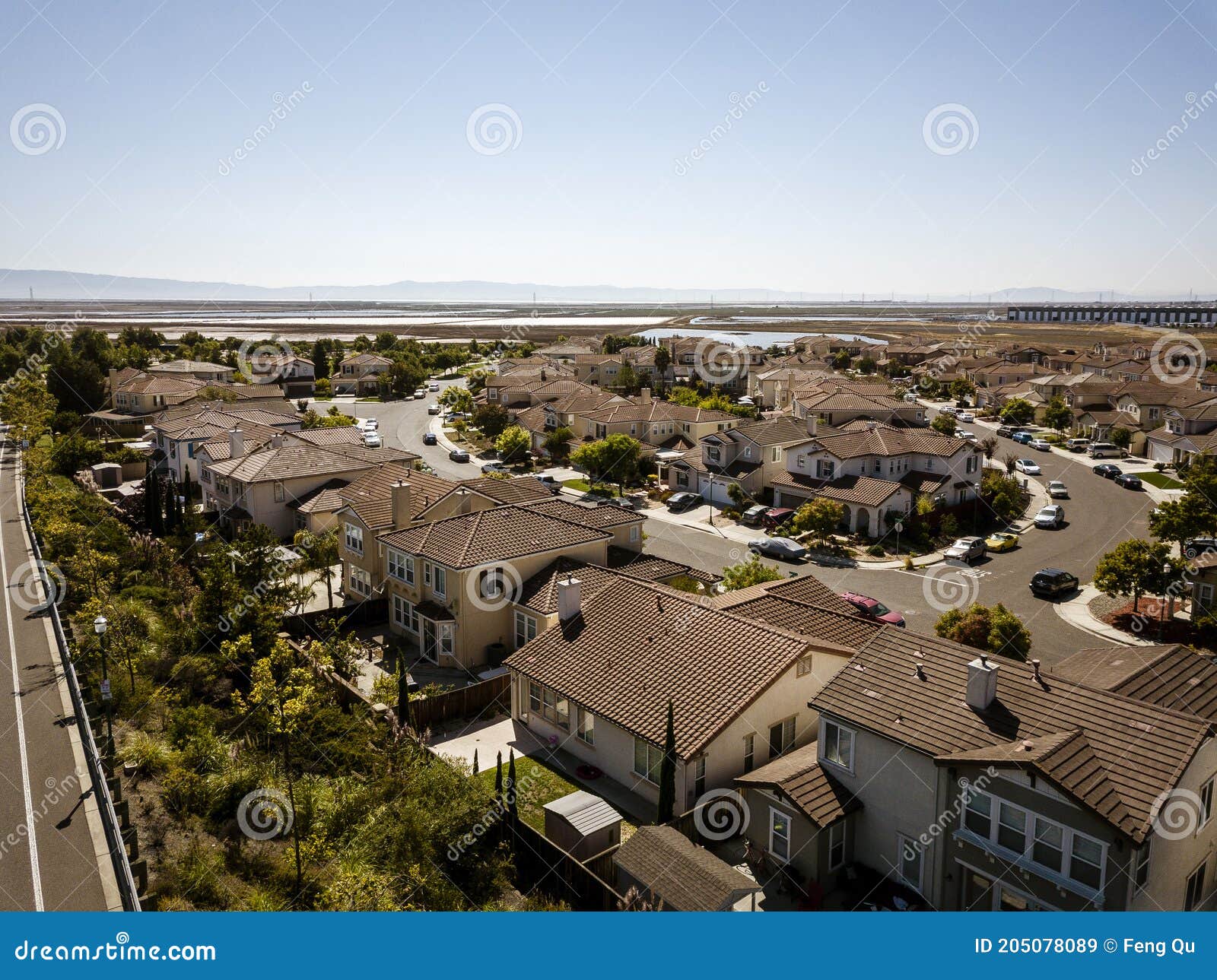Ariel view of Hayward bay stock image. Image of view - 205078089