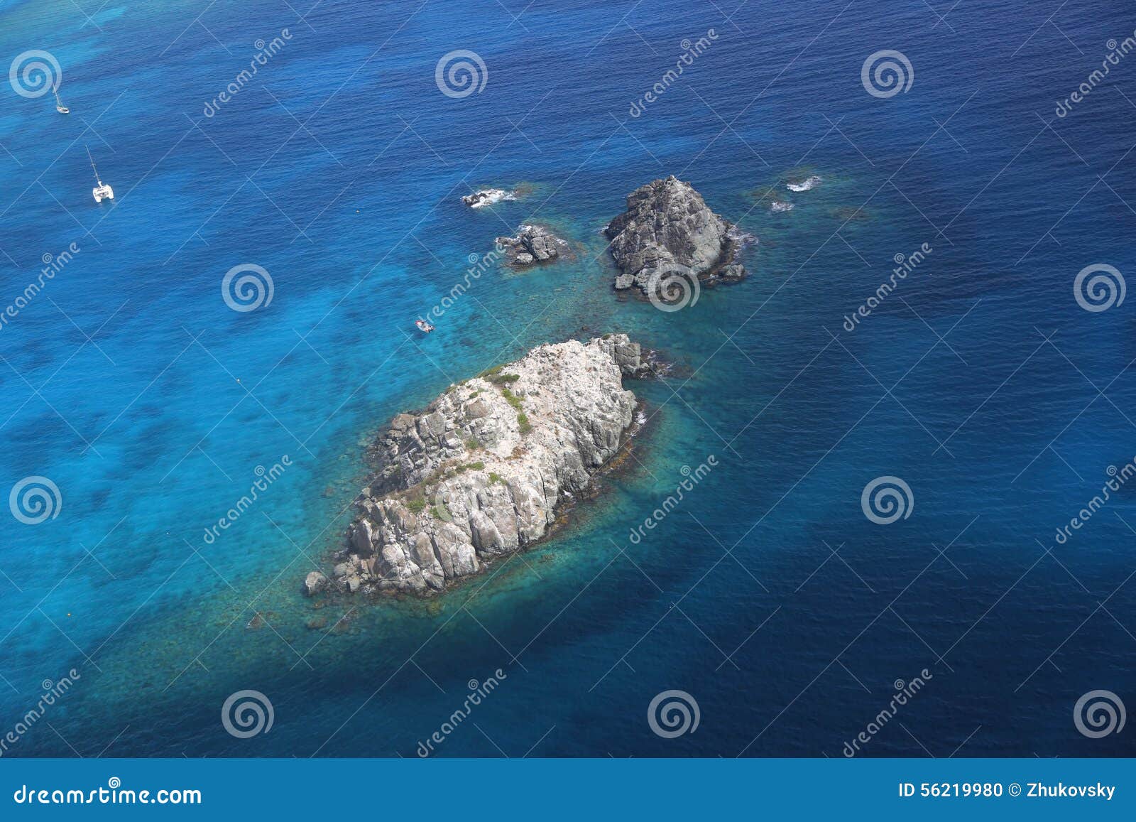 Ariel View of Inhibited Island at Caribbean Stock Photo - Image of ...