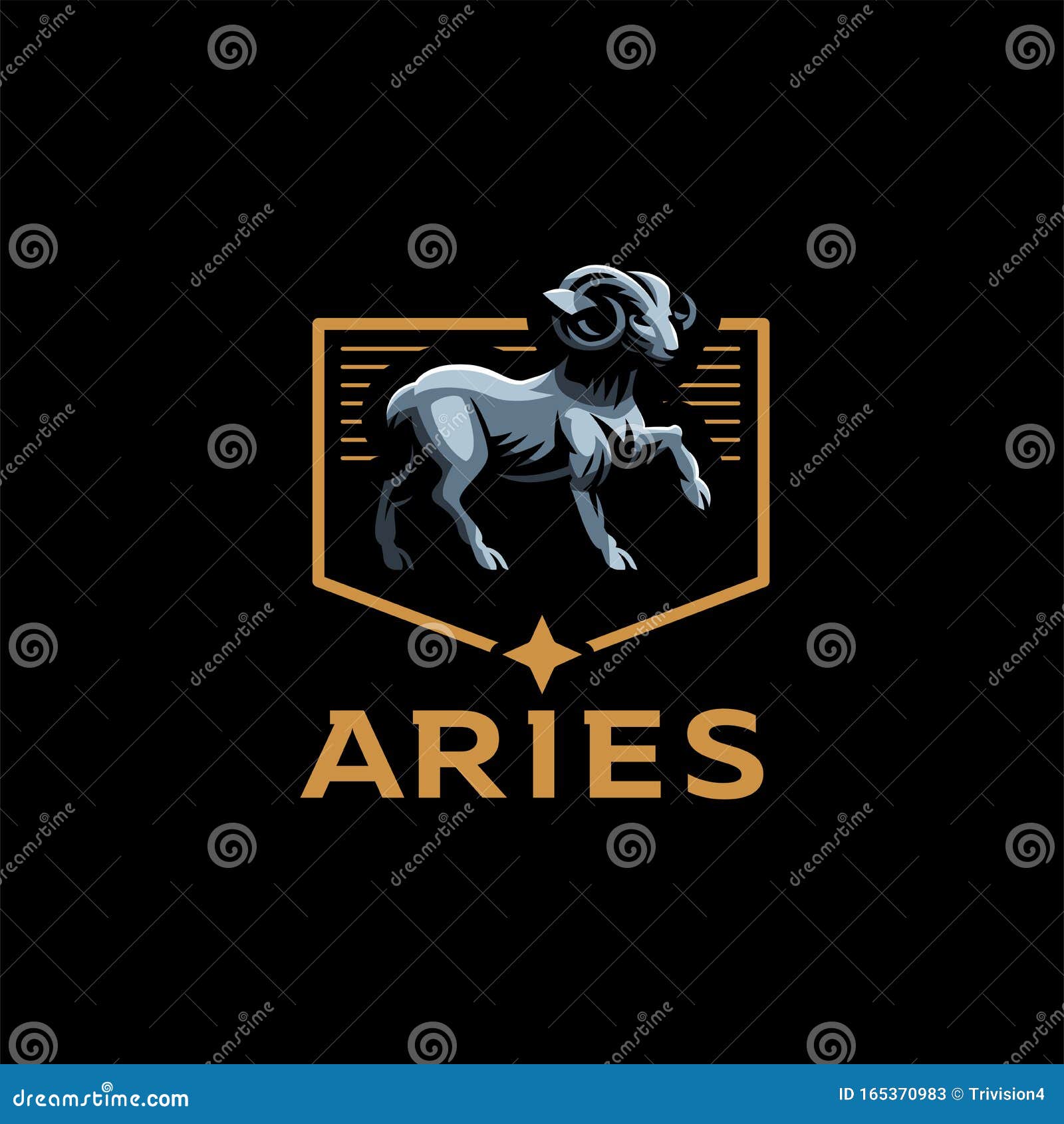 Aries, goat, ram. stock vector. Illustration of design - 165370983