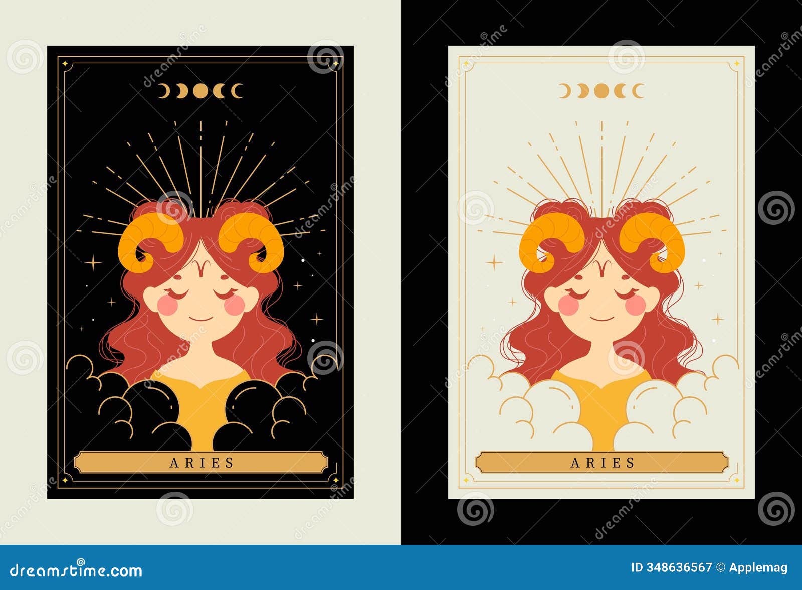 Twelve Zodiac Signs Set Round Symbols of Astrology Horoscope ARIES ...