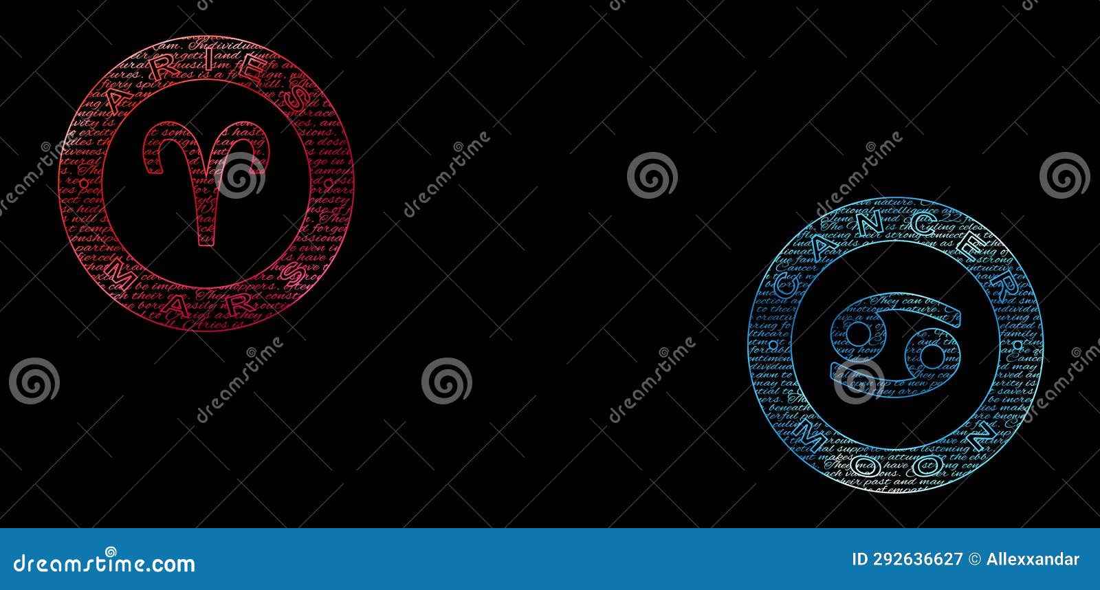 Aries and Cancer Compatibility Stock Illustration - Illustration of ...