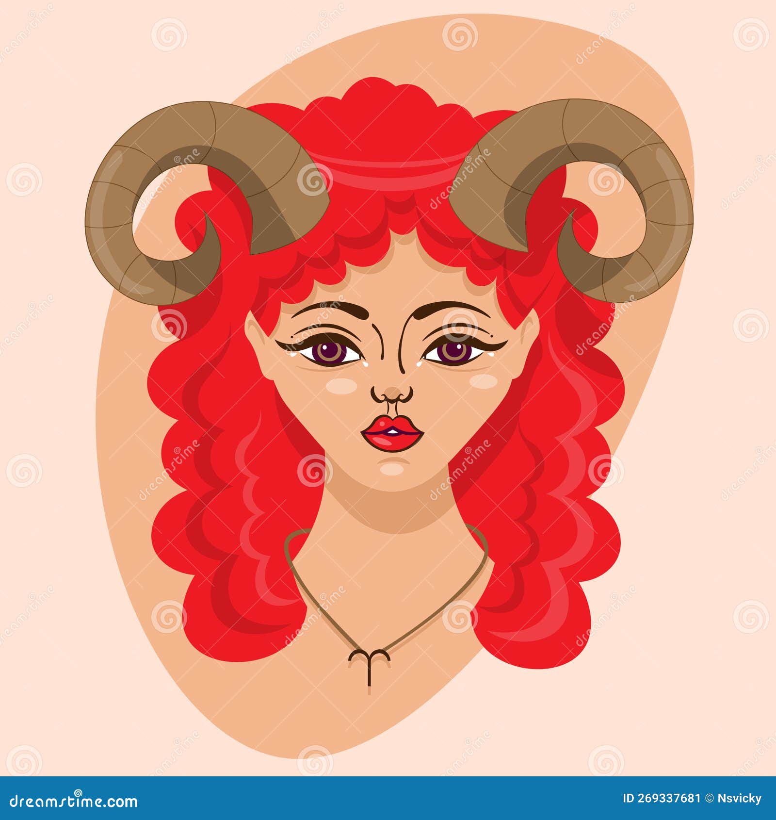 Beautiful Face of Aries Woman Zodiac Sign. Horoscope Symbol Stock ...
