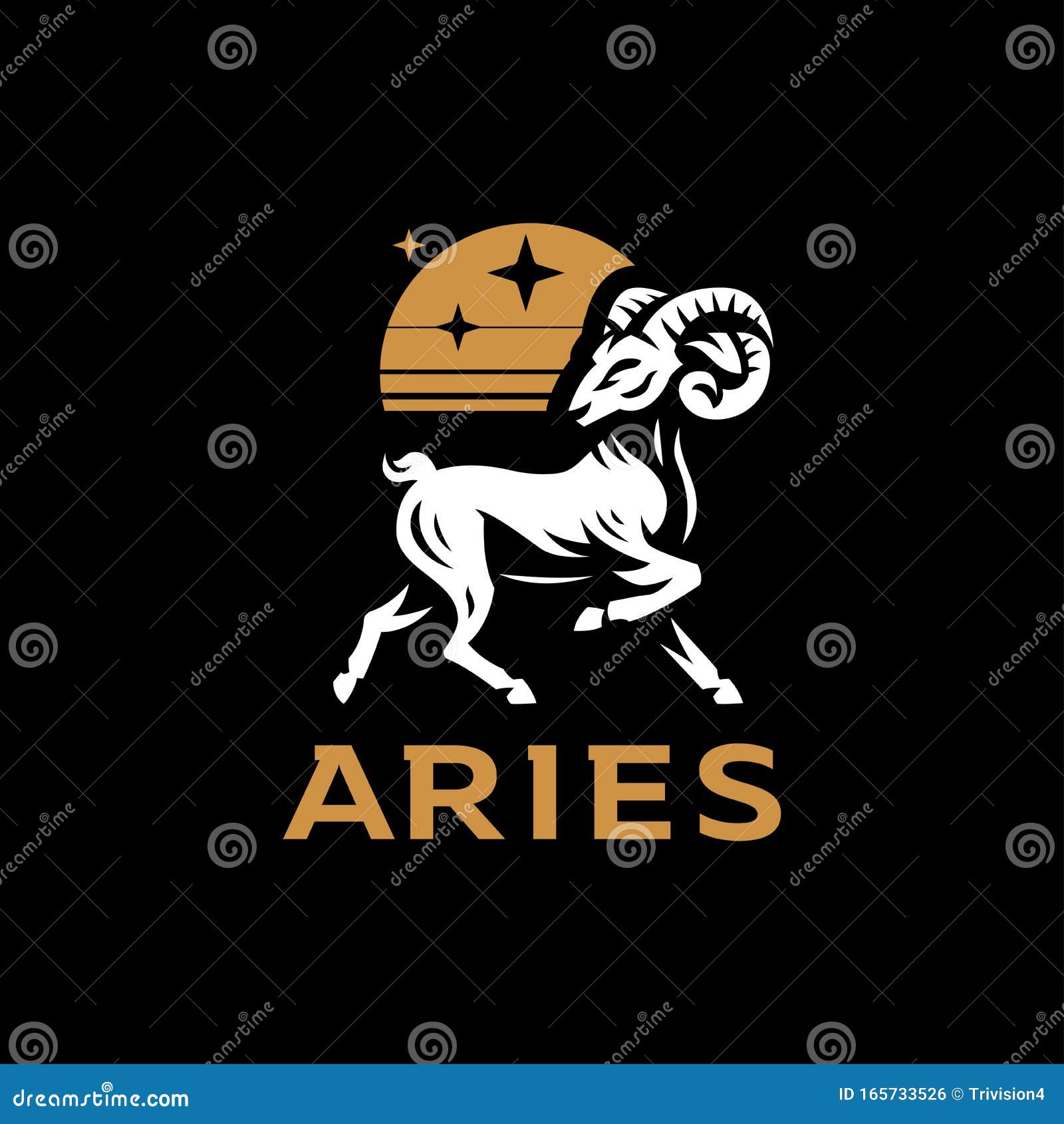 Aries Goat Animal Round Zodiac Animal Sign Realistic Background ...