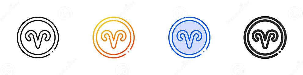 Aries Icon.Thin Linear, Gradient, Blue Stroke and Bold Style Design ...