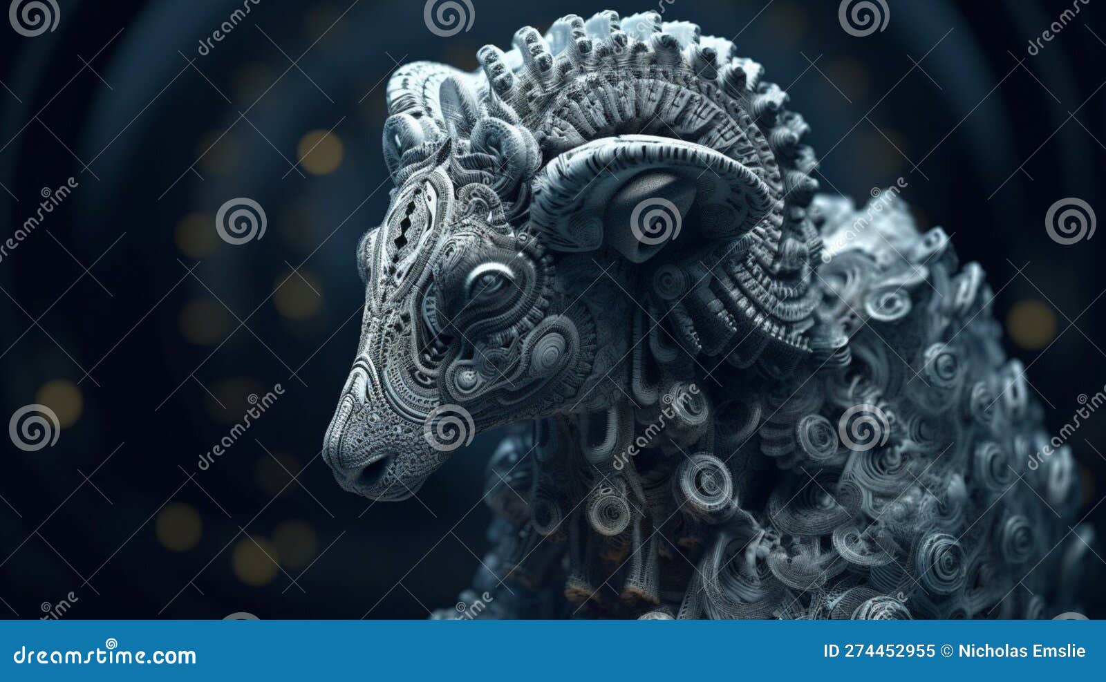 Aries Ram Digital Art Background Wallpaper Ai Generated Stock ...