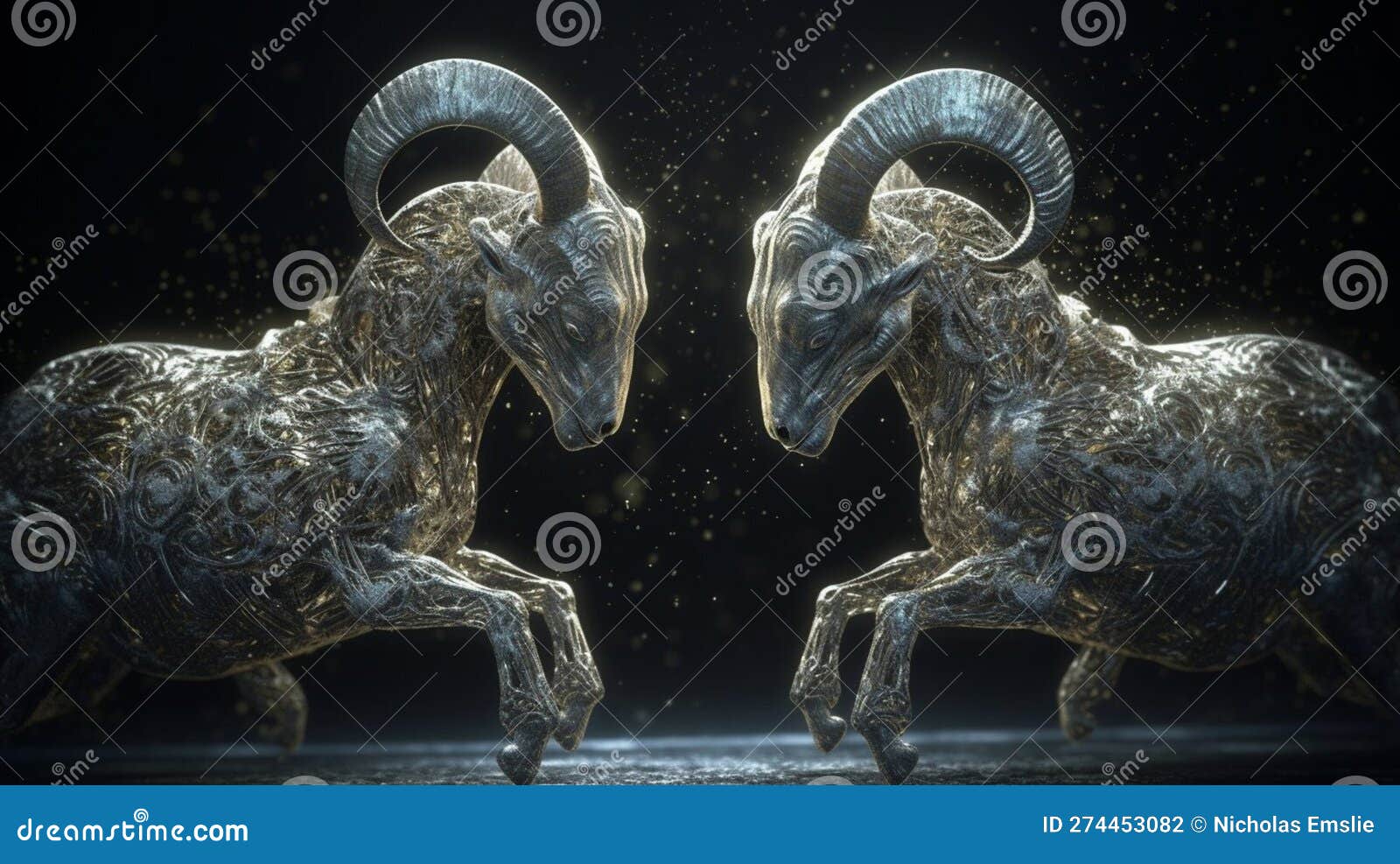 Aries Ram Digital Art Background Wallpaper Ai Generated Stock ...