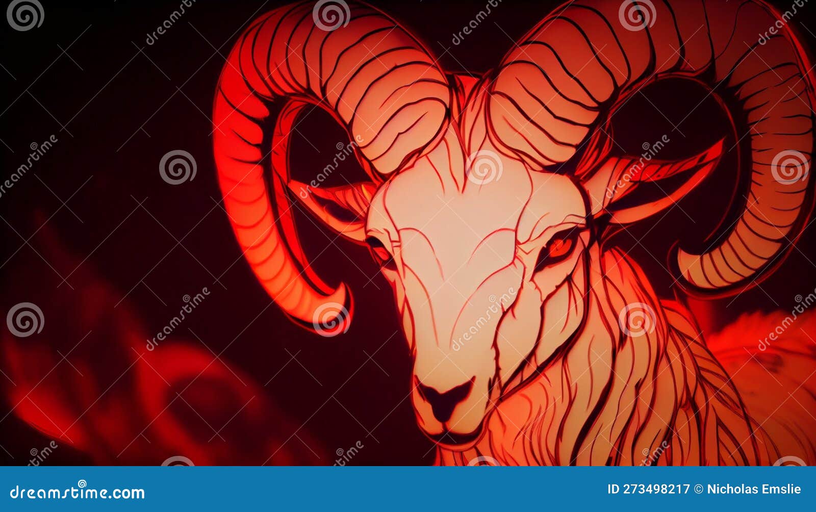 Aries Ram Fiery Wallpaper Background Ai Generated Stock Illustration ...