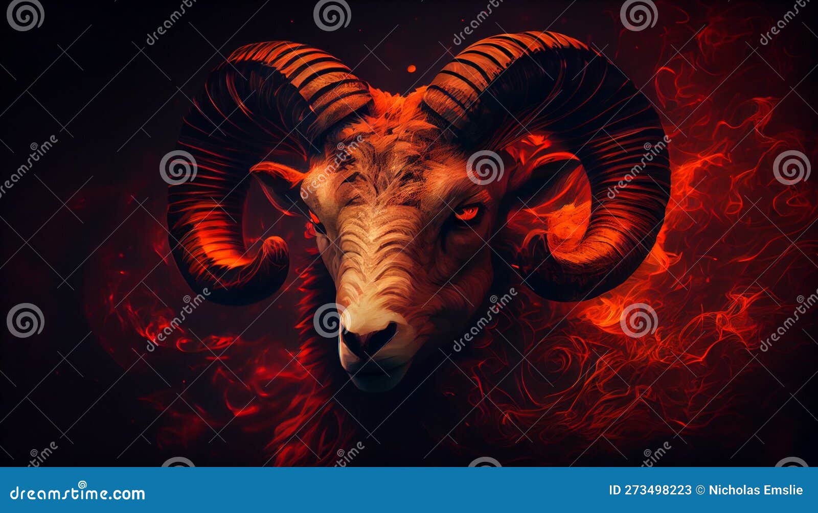 Aries Ram Fiery Wallpaper Background Ai Generated Stock Illustration ...