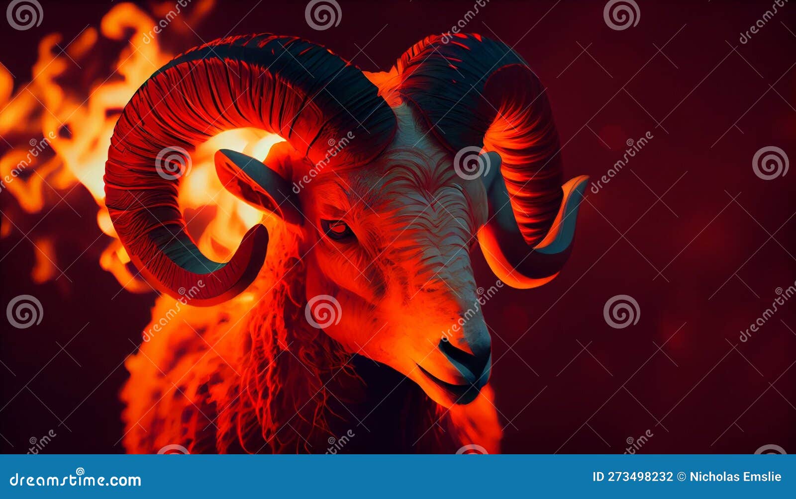 Aries Ram Fiery Wallpaper Background Ai Generated Stock Illustration ...