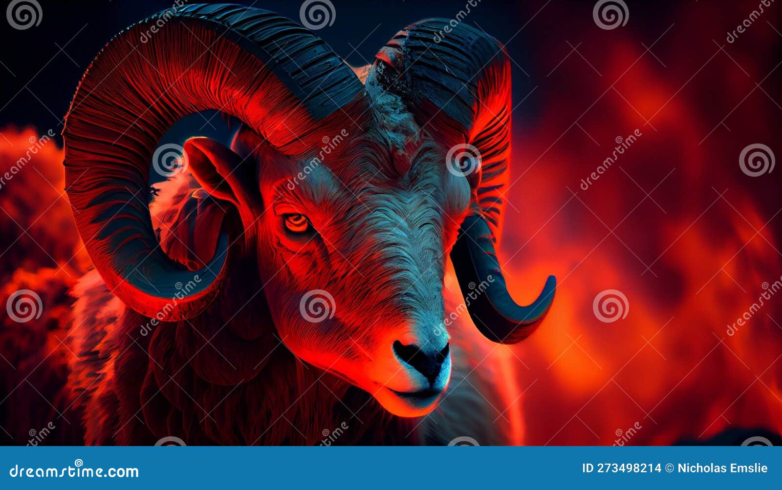 Aries Ram Fiery Wallpaper Background Ai Generated Stock Illustration Illustration Of Generated