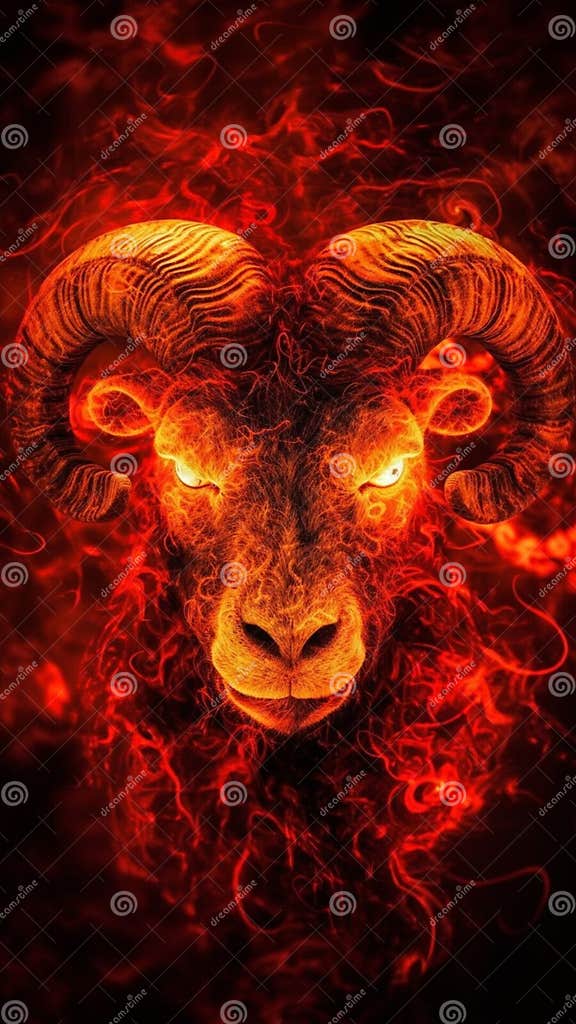 Aries Ram Smartphone Wallpaper Background Ai Generated Stock Image Image Of Fire Chart 275874631