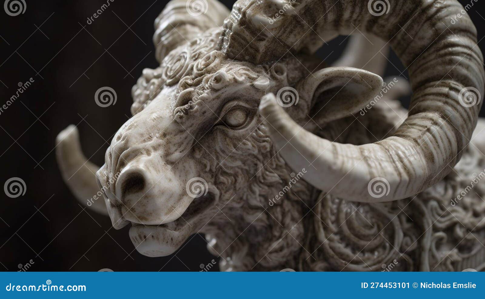Aries Ram Stone Statue Ai Generated Stock Illustration - Illustration ...