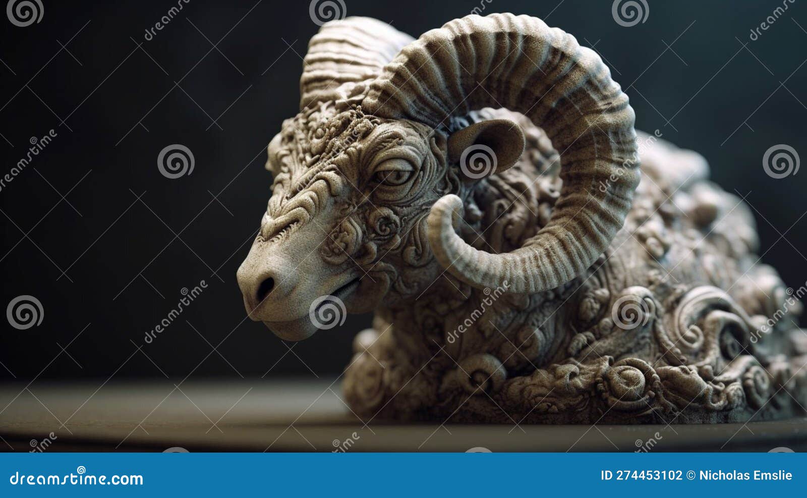 Aries Ram Stone Statue Ai Generated Stock Illustration - Illustration ...