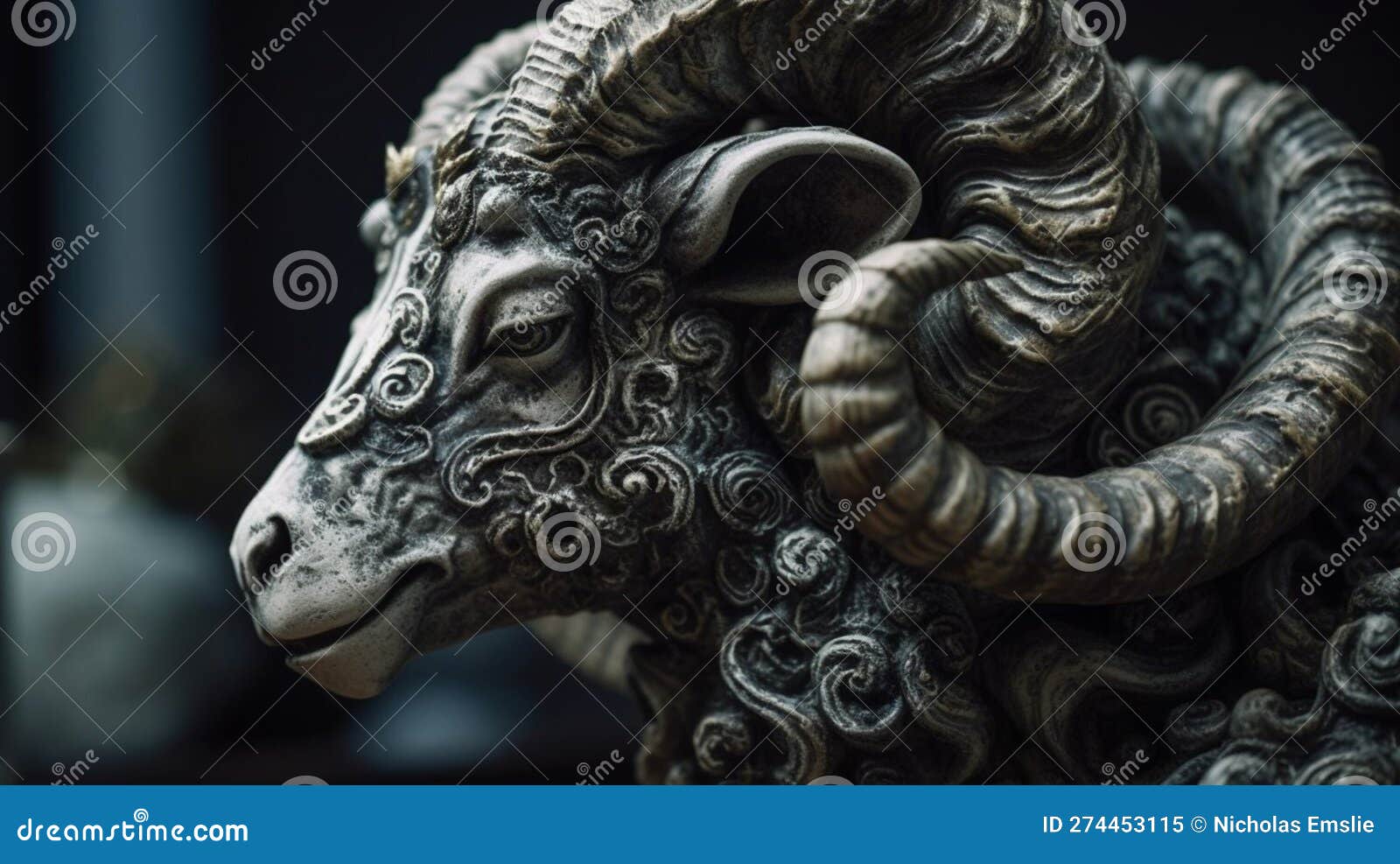 Aries Ram Stone Statue Ai Generated Stock Illustration - Illustration ...