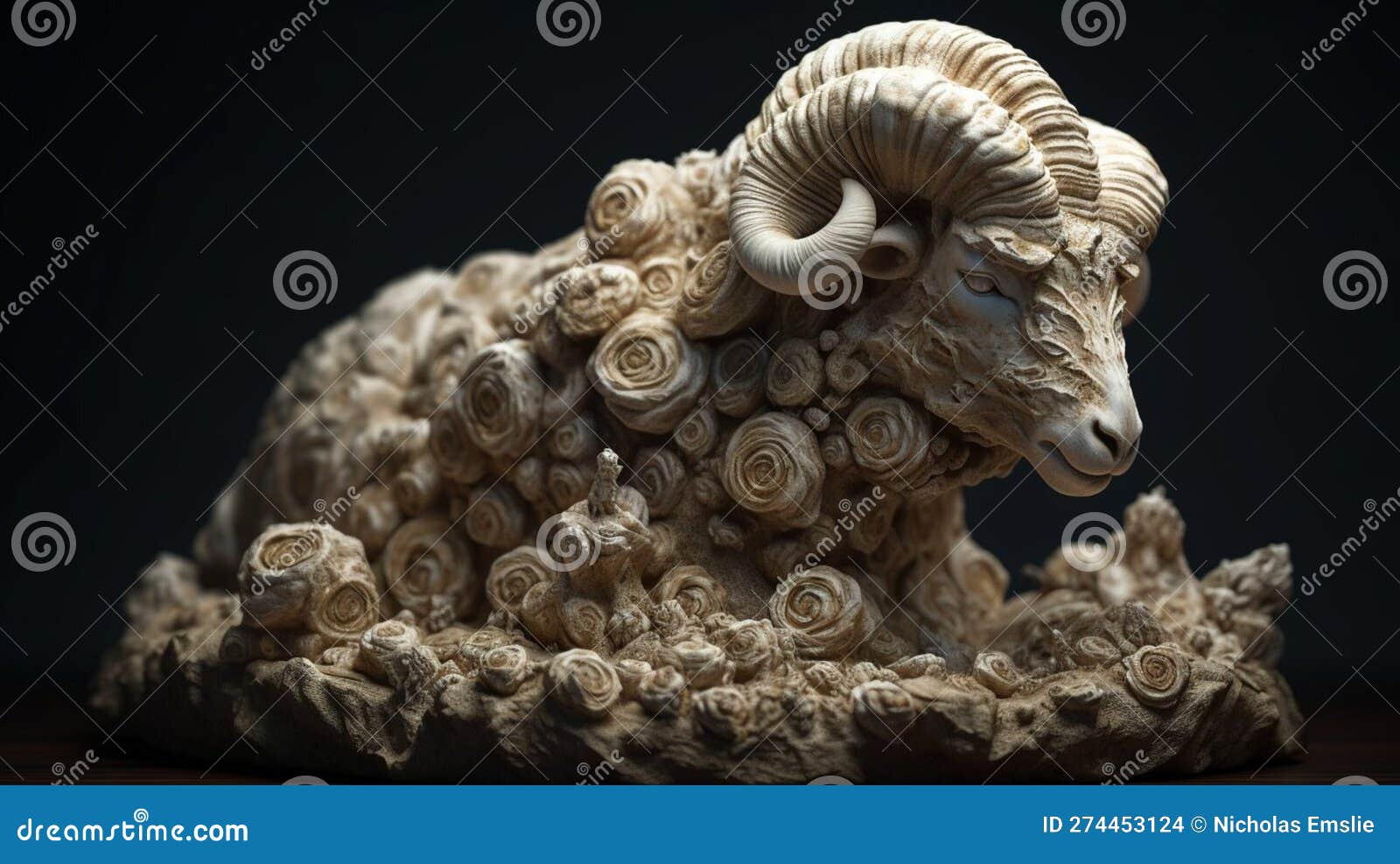 Aries Ram Stone Statue Ai Generated Stock Illustration - Illustration ...