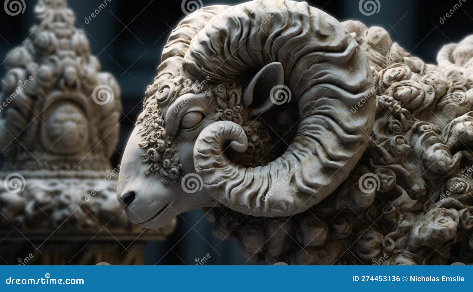 Aries Ram Stone Statue Ai Generated Stock Illustration - Illustration ...