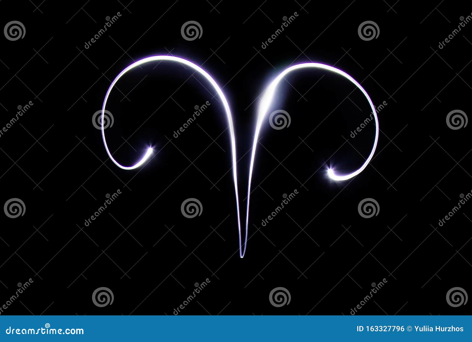Aries Sign Made of Neon Lights on a Black Background. Isolated Side ...