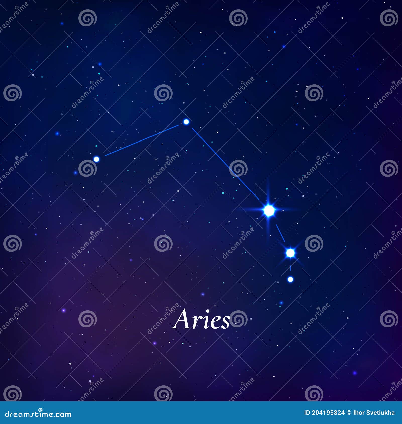 Aries Sign. Stars Map of Zodiac Constellation on Dark Blue Background ...