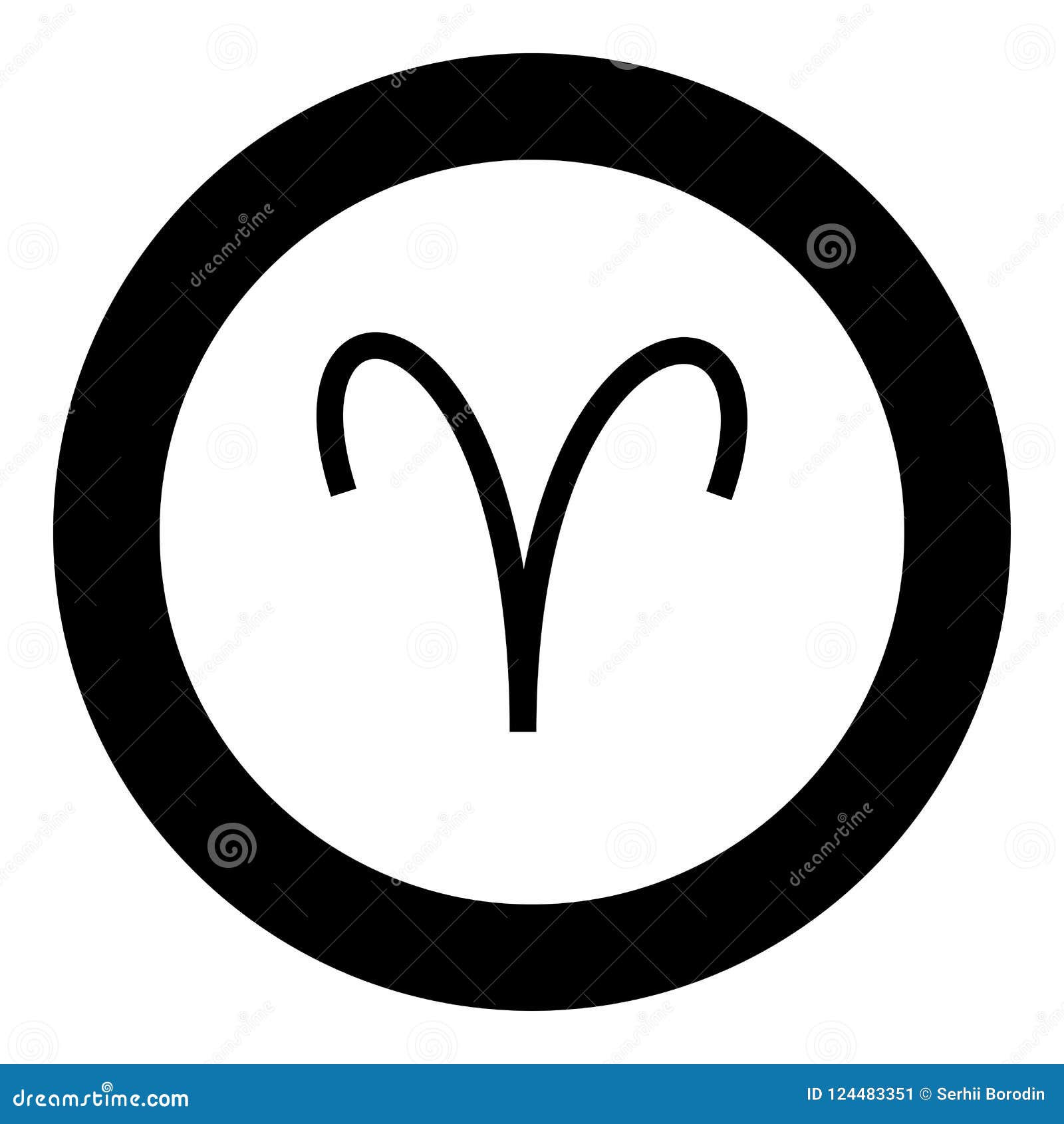 Aries Symbol Icon Black Color in Round Circle Stock Vector ...