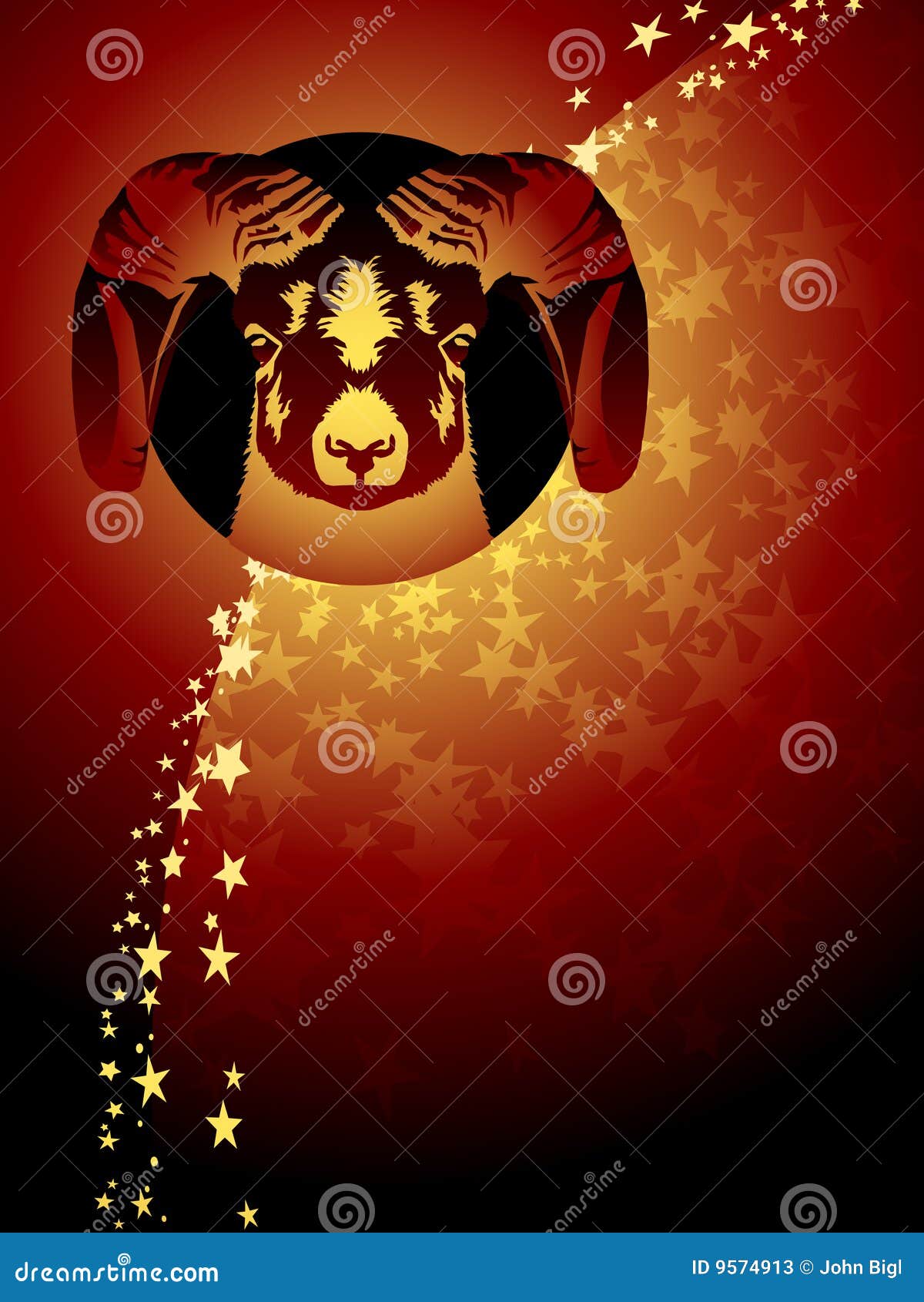 Aries The Ram Zodiac Constellation Map On A Starry Space Background ...