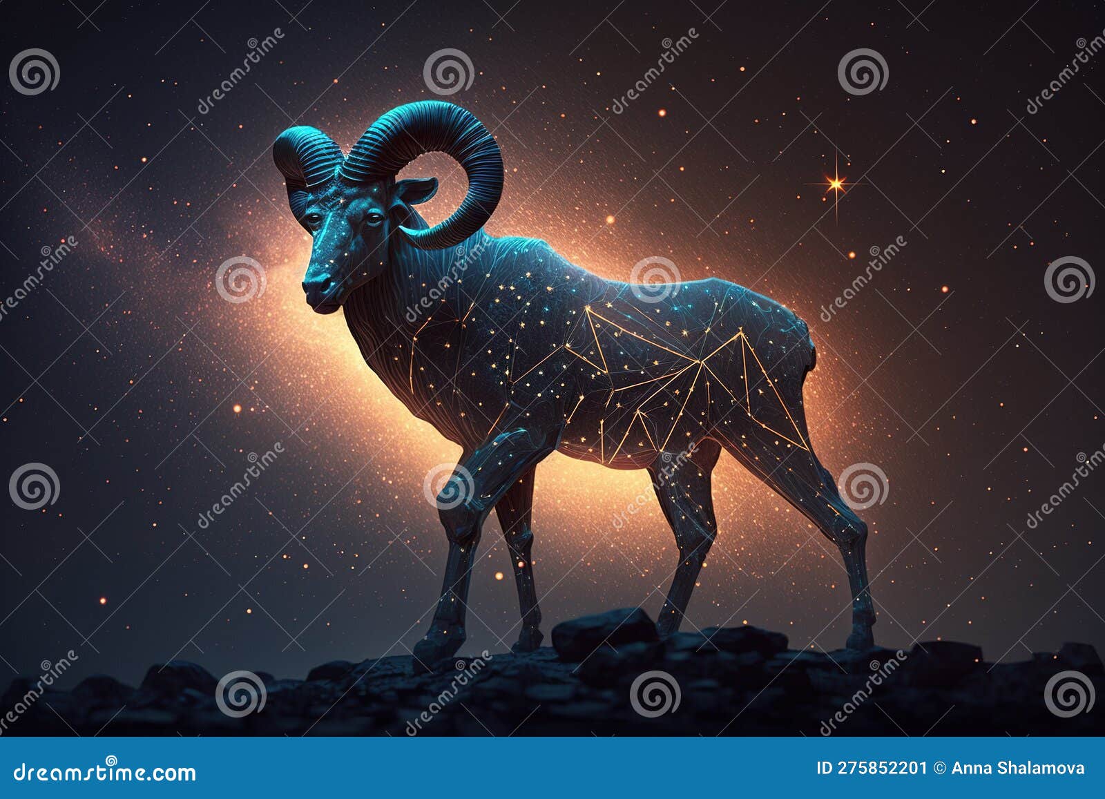 Aries Zodiac Constellation on Cosmos Background. Generative AI Stock ...