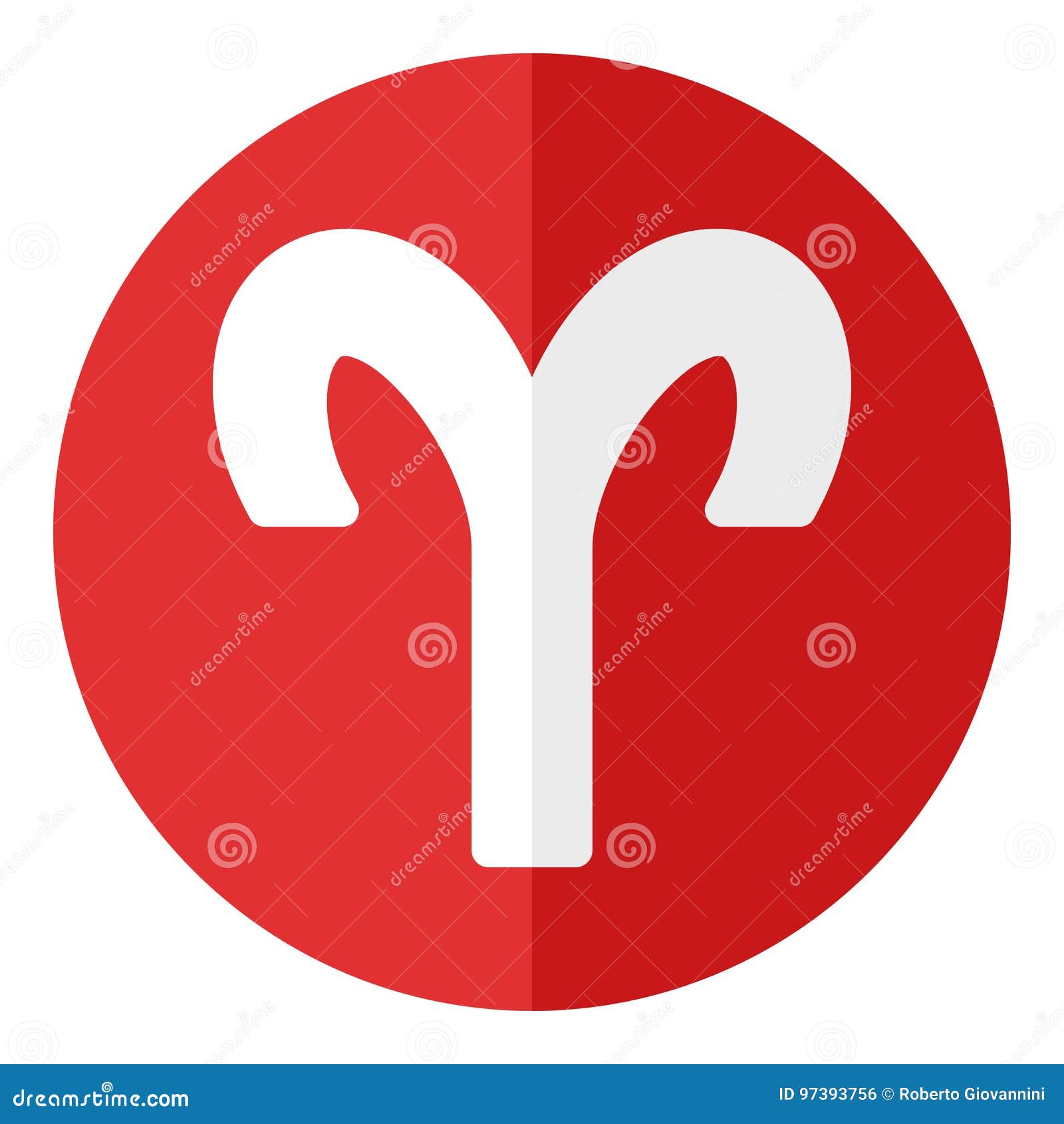 Aries Zodiac Sign Flat Icon Rojo En Blanco Ilustración del Vector - Ilustración de vector, icono ...