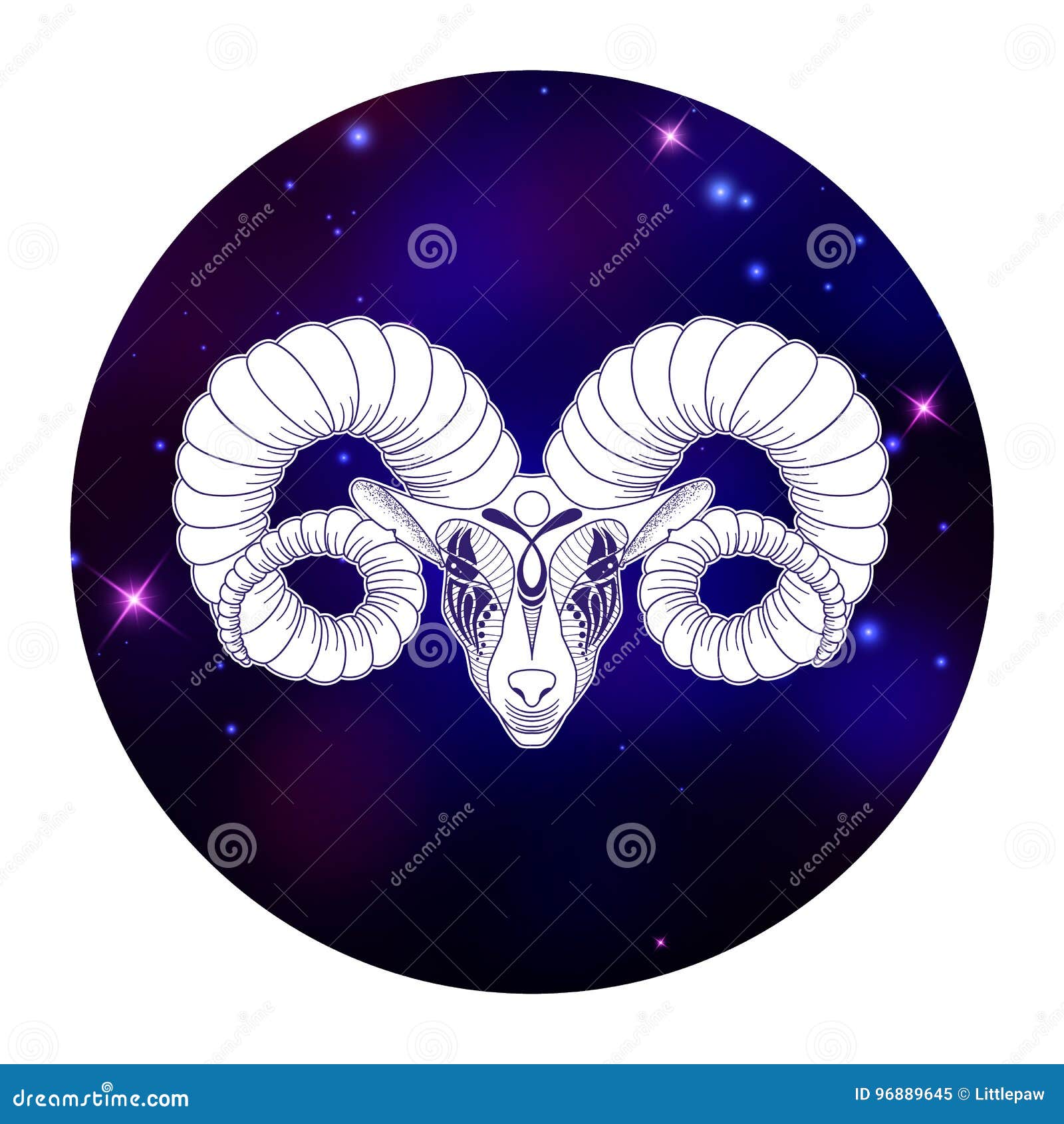 Aries Zodiac Sign, Horoscope Symbol, Vector Illustration Stock Vector ...